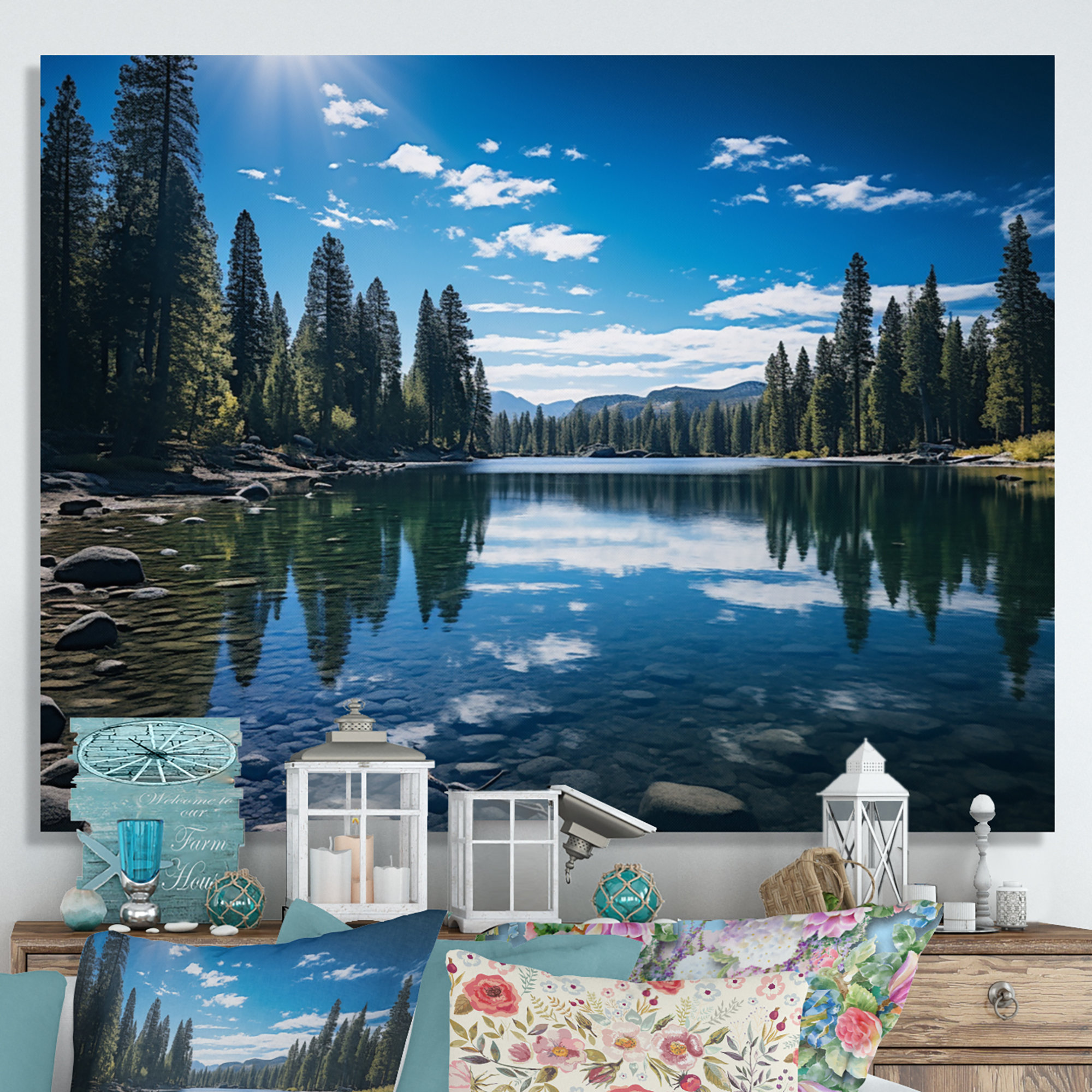 Millwood Pines Blue Lake Reflections Of Serenity II On Canvas Print ...
