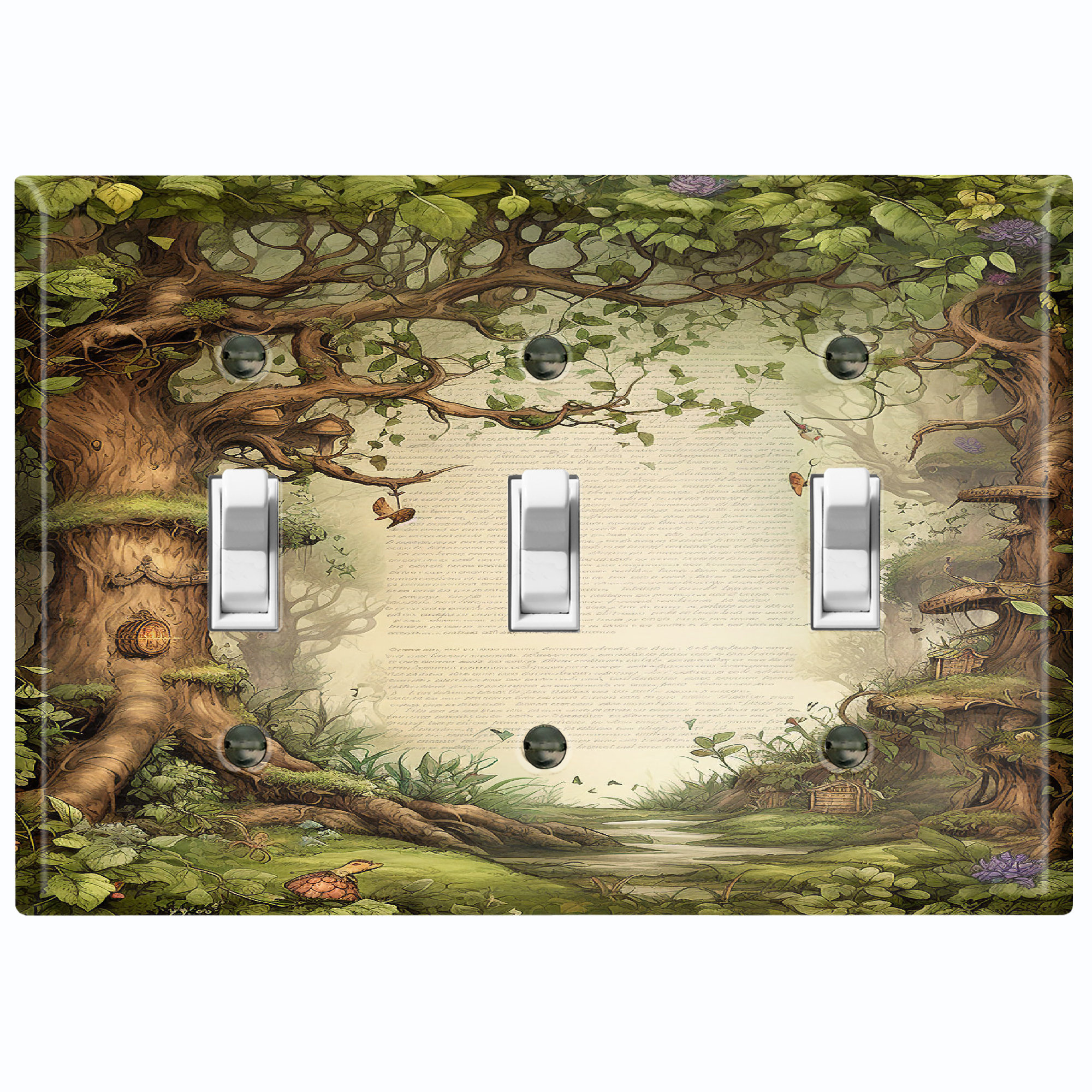 WorldAcc Green Tree Of Life Nature Themed 3 - Gang Toggle Light Switch ...