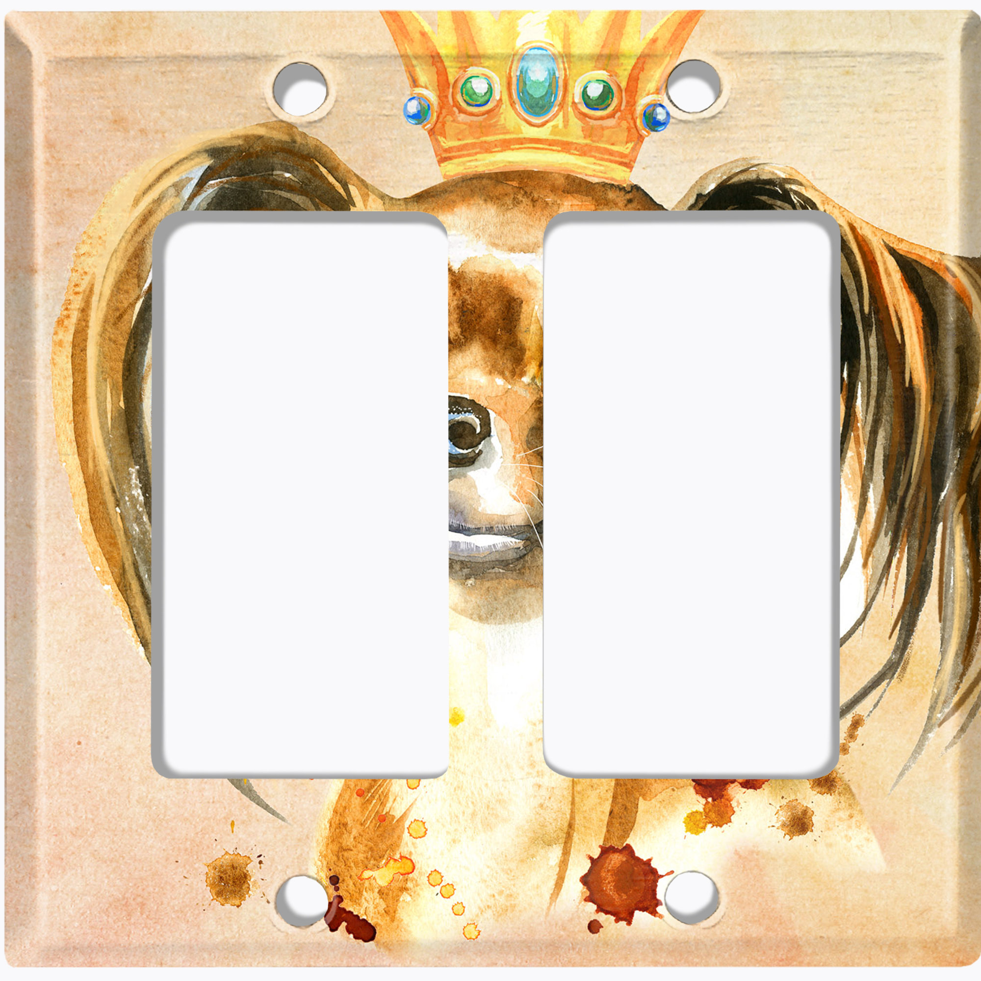 WorldAcc Cute Papillon Dog Princess Crown 2-Gang Toggle Light Switch ...