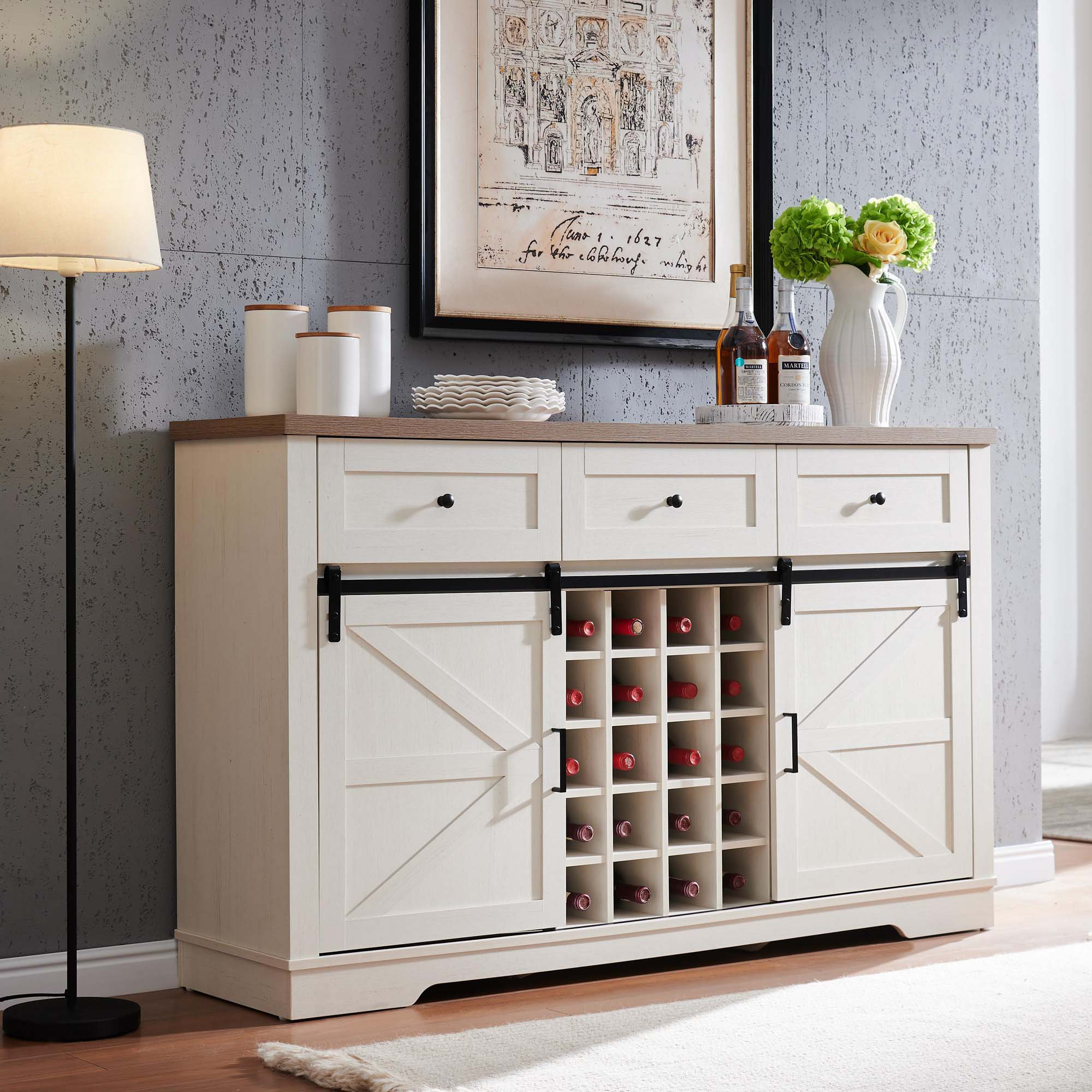 Gracie Oaks Rustic Large Buffet Sideboard For Dining Room | Wayfair