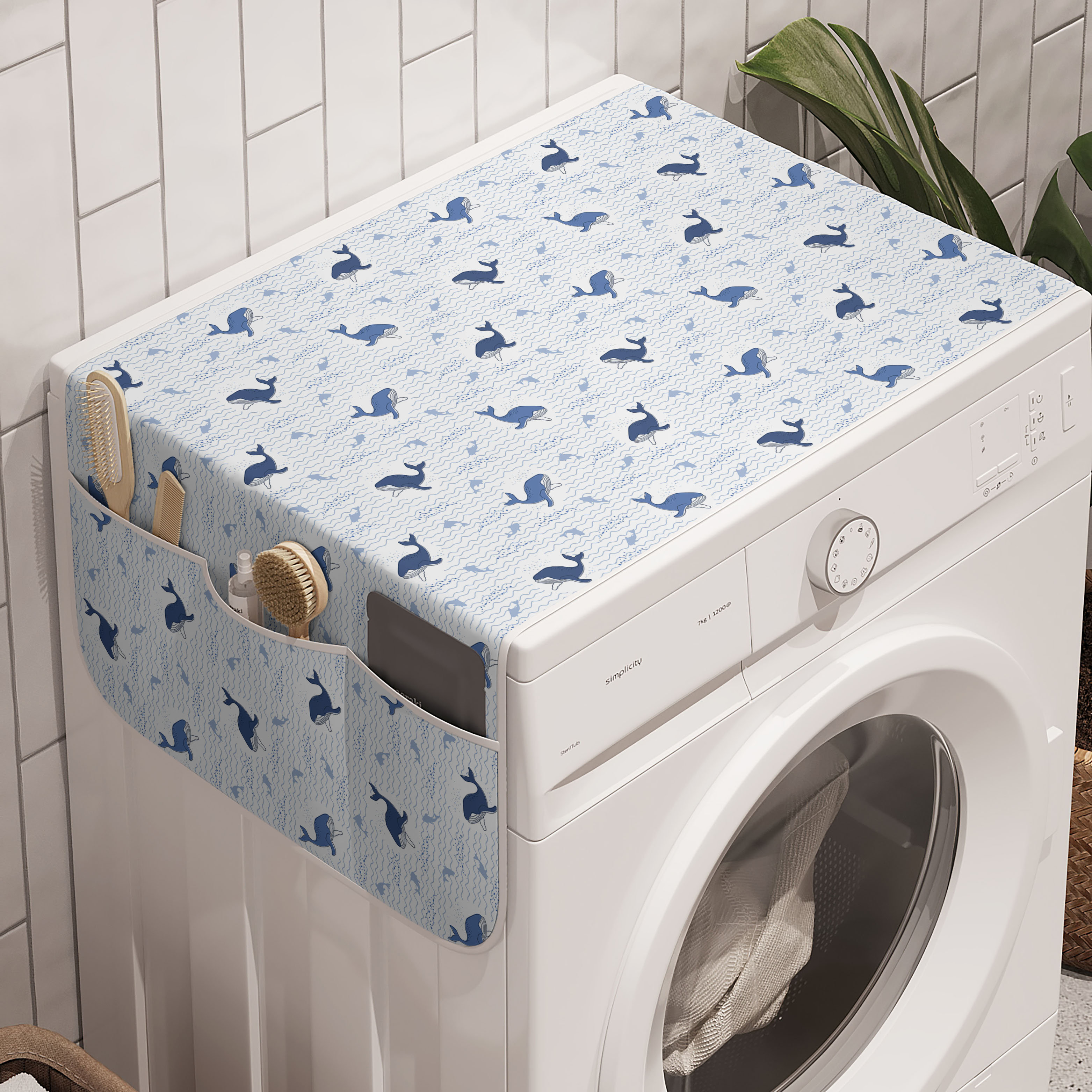 East Urban Home Whales Washing Machine Organizer Pack of 2 47" x 18.5 ...