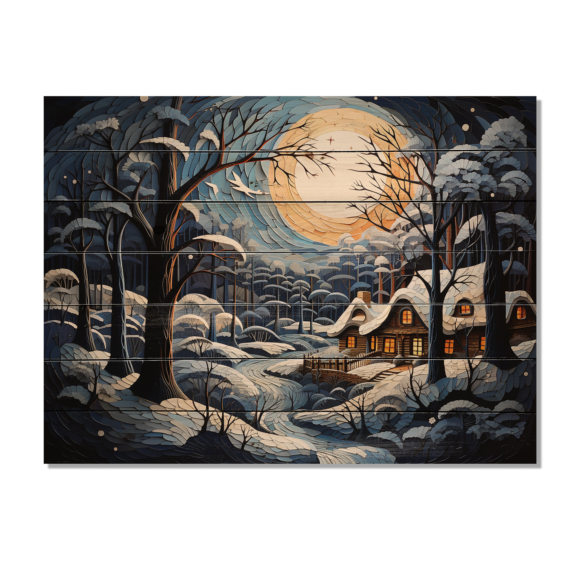 The Holiday Aisle® Christmas Winter Cottage Scenery I - Winter ...