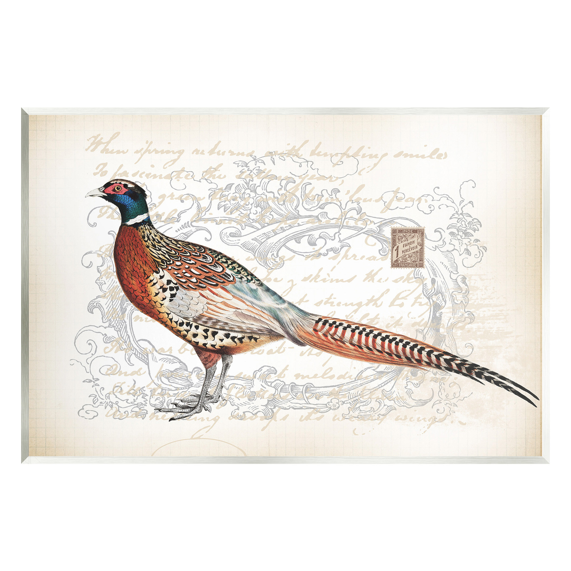 Highland Dunes Pheasant & Vintage Pattern Wall Plaque Art by Lula ...