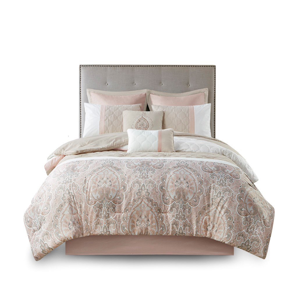 Gracie Mills Ronny 8-Piece Damask-Inspired Comforter Set | Wayfair