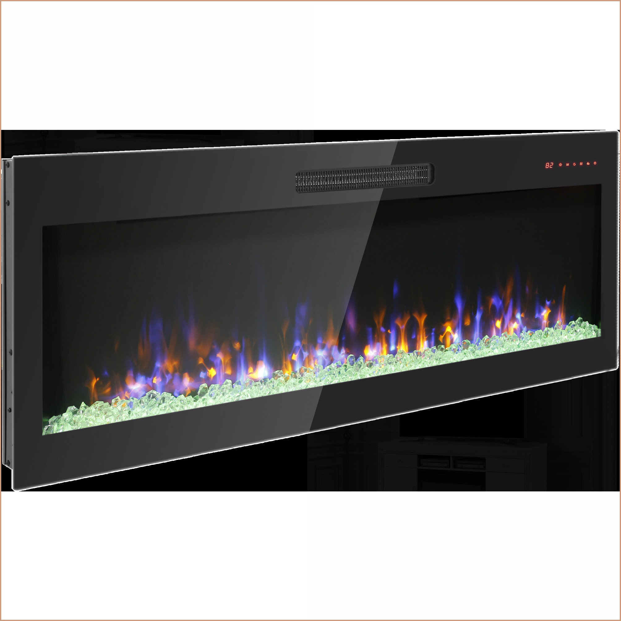 Symple Stuff 50 Inch Electric Fireplace, Wall-Mounted/Recessed with ...