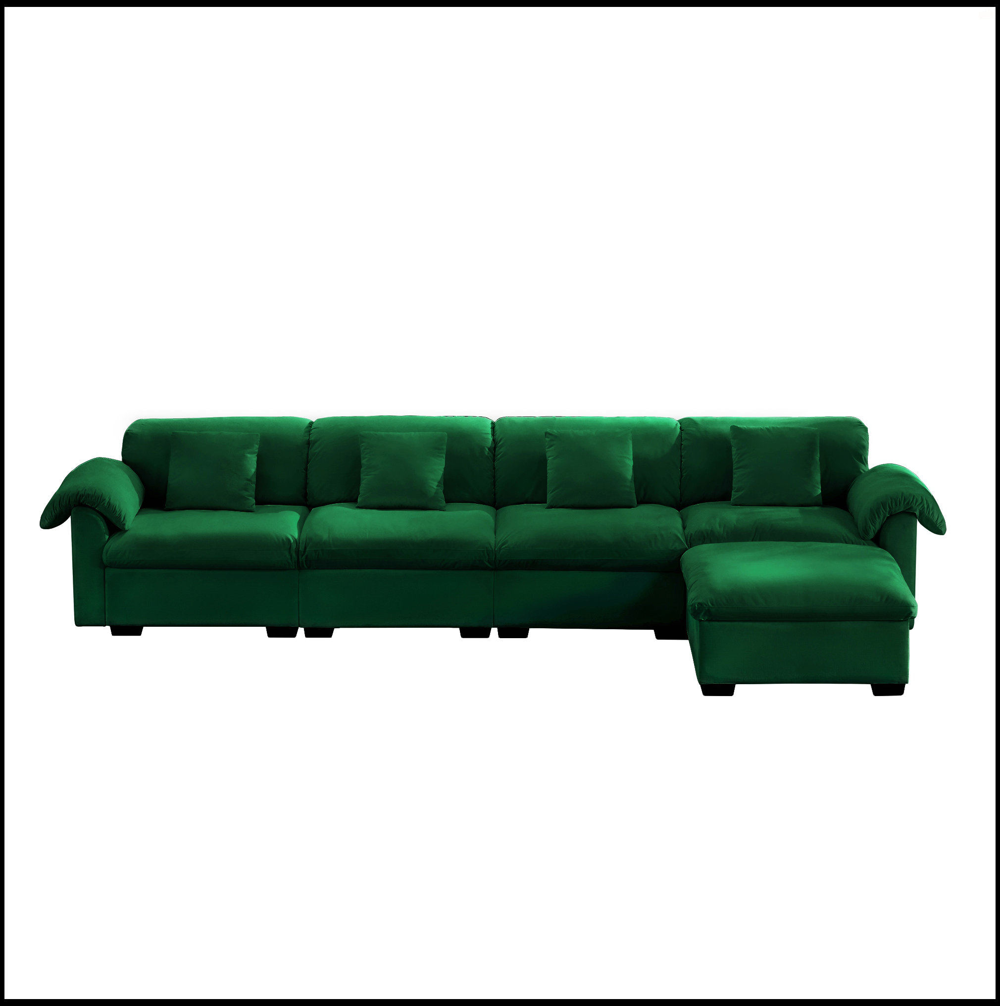 Hokku Designs L Shaped Sectional Cloud Couch With Fluffy Amrest Pillows ...