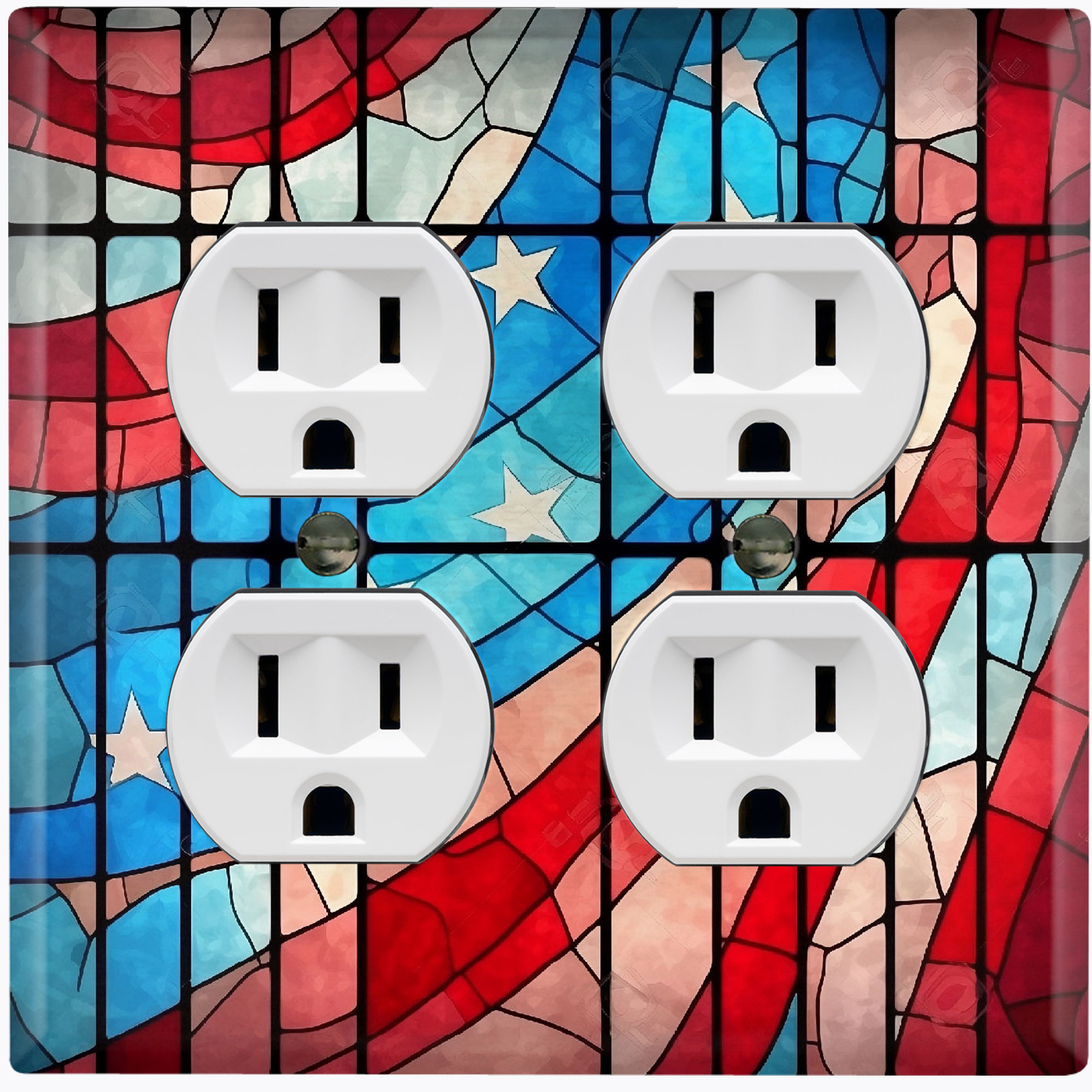 WorldAcc United States Flag Tile Glass Print USA Themed 2 - Gang Duplex ...