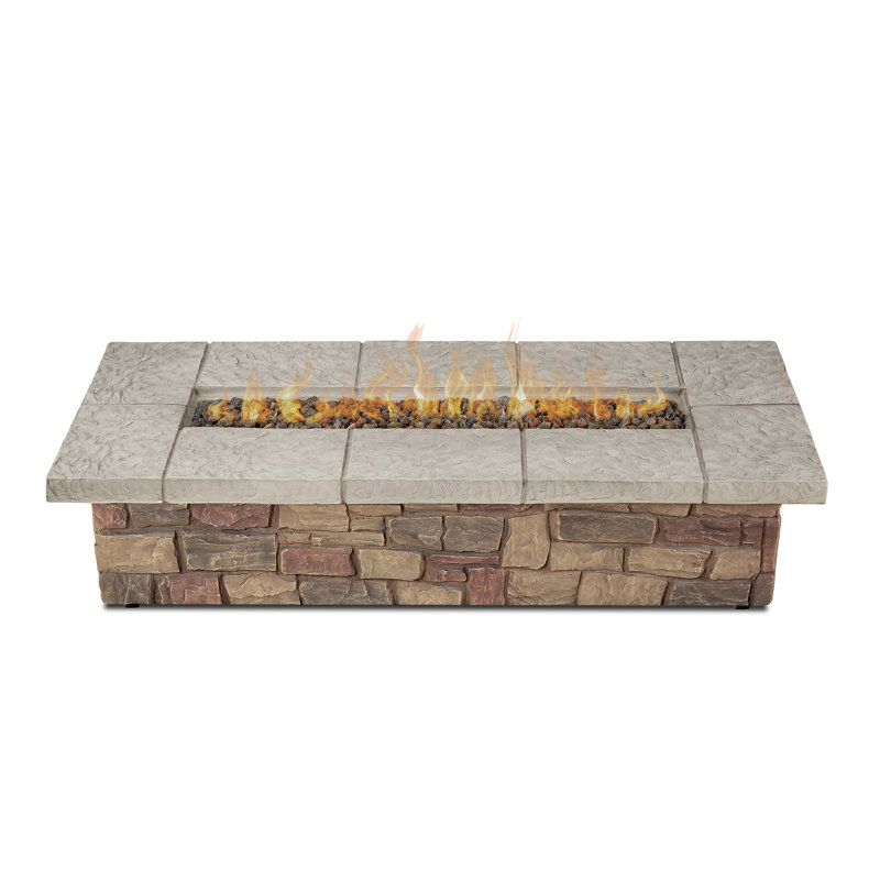 Real Flame Sedona Rectangle Concrete Propane or Natural Gas Fire Pit ...
