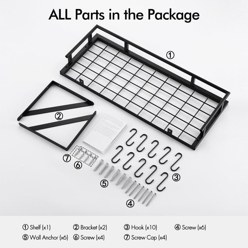 Prep & Savour Wall Mounted Pot Rack Kitchen 24 Inch Hanging Storage ...