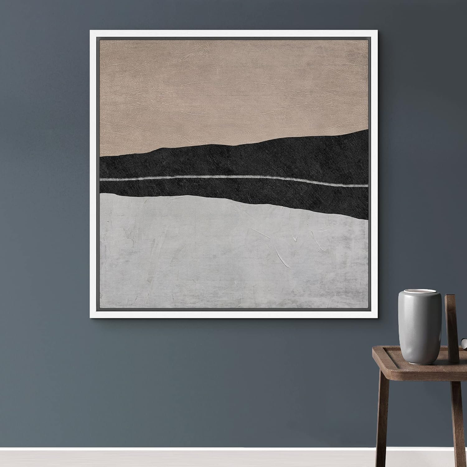 wall26 Tan Black Gray Color Block Landscape Abstract Shapes Neutral ...