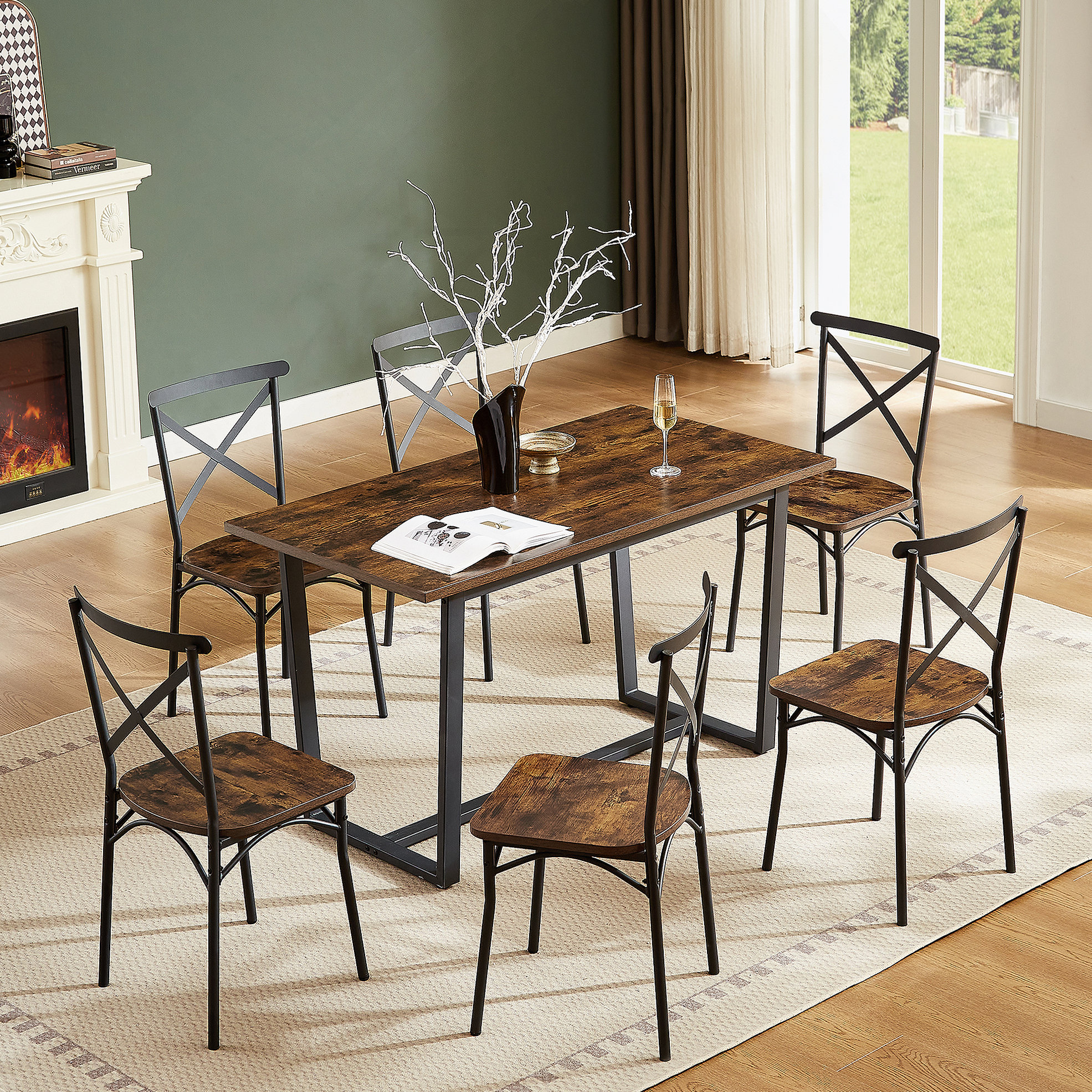 Rosalind Wheeler 7 Pieces Dining Set 7-Piece Kitchen Table Set Perfect ...