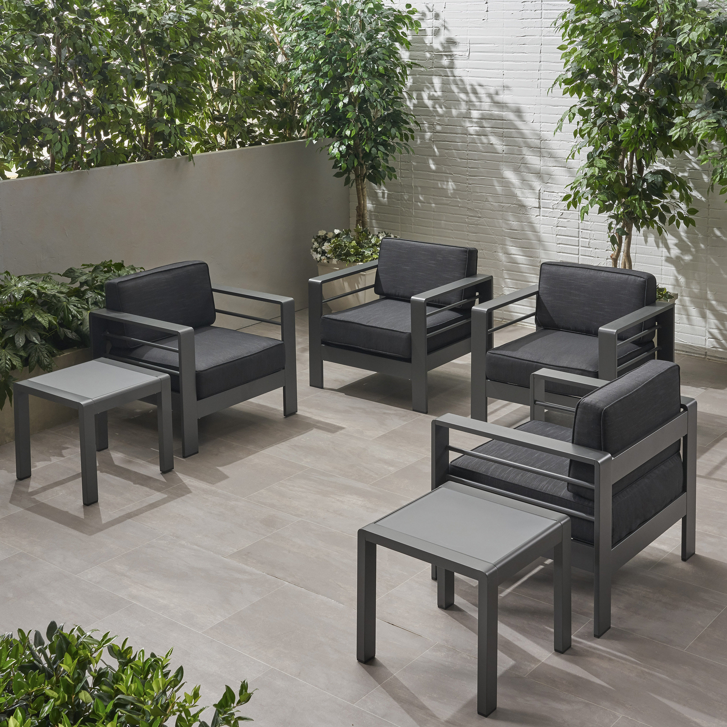 Wrought Studio™ Mebane Outdoor 4 Piece Multiple Chairs Seating Group ...