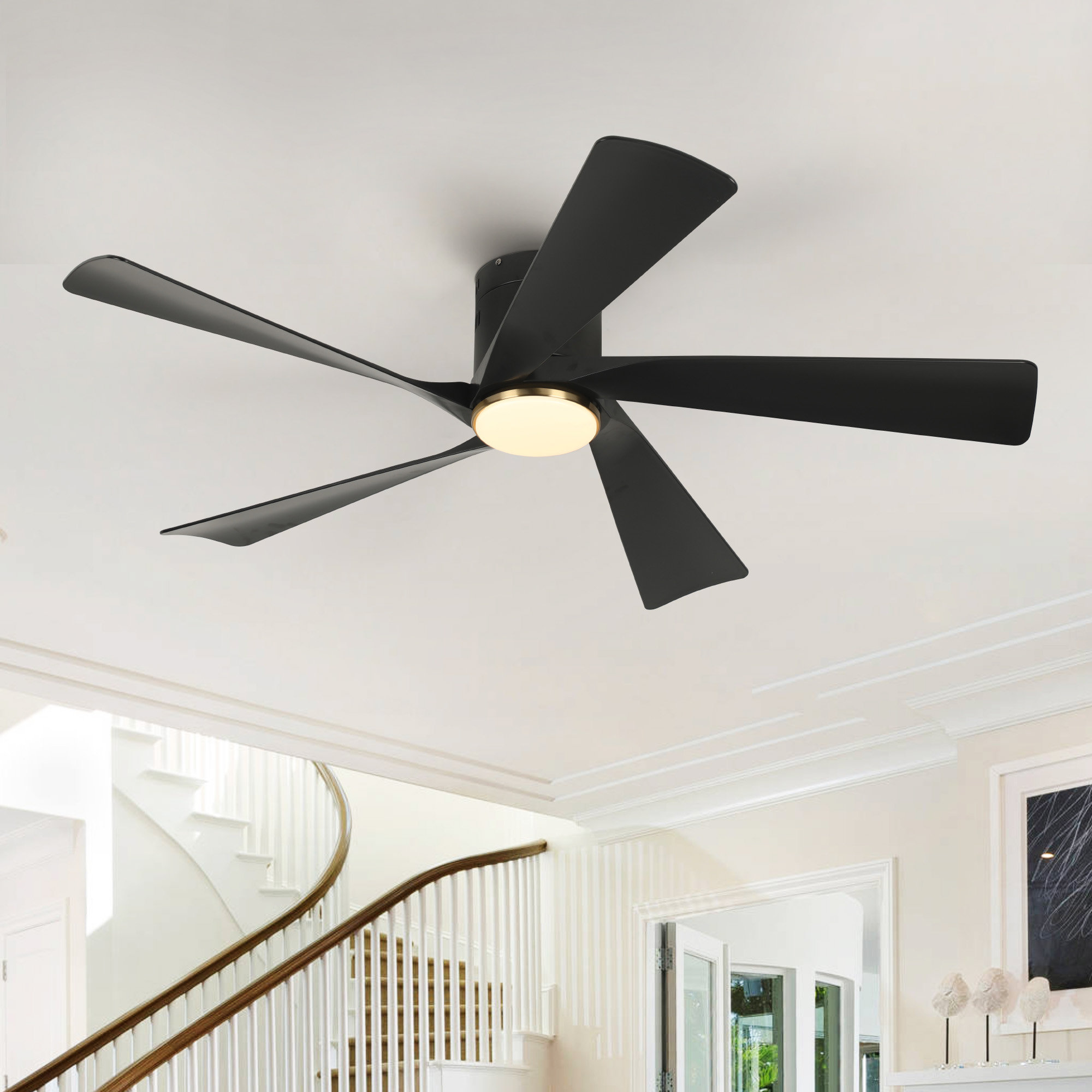 Wrought Studio™ Karlena 52'' Modern Large Dimmable Ceiling Fan with LED ...