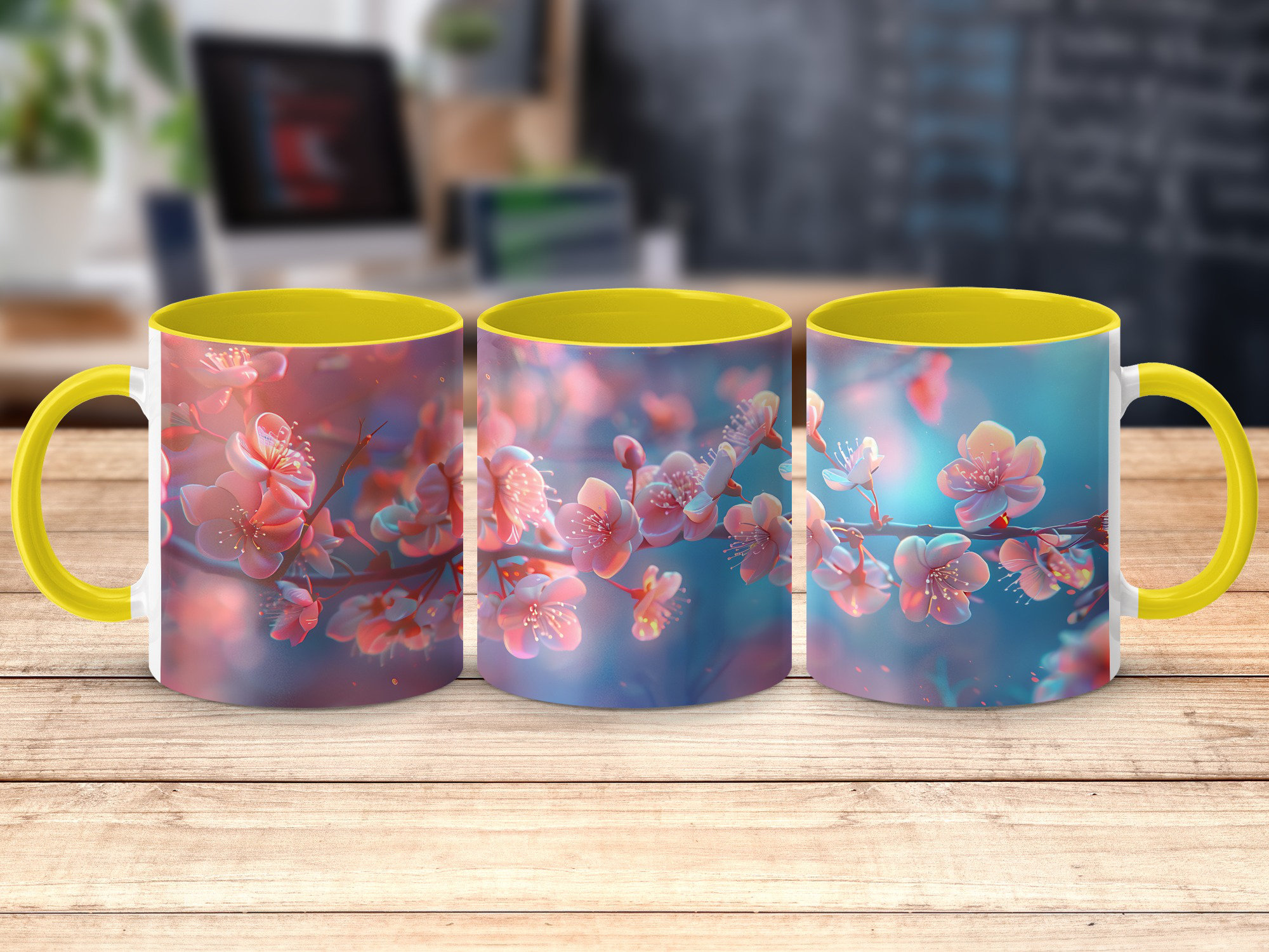 East Urban Home Set of 2 Colourful 3D Design 11oz Accent Mugs – White ...