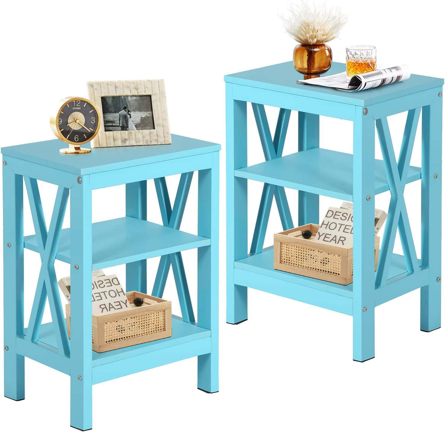 Hokku Designs Modern X-Design Nightstands With Shelves – Set Of 2 ...