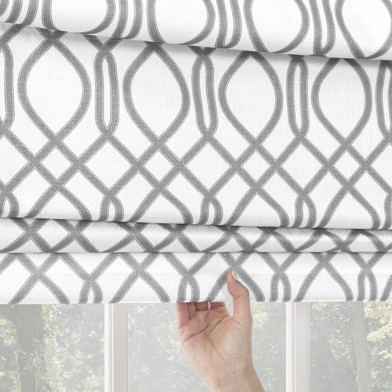 Sun Zero Detour Modern Trellis 100% Blackout Cordless Roman Shade ...