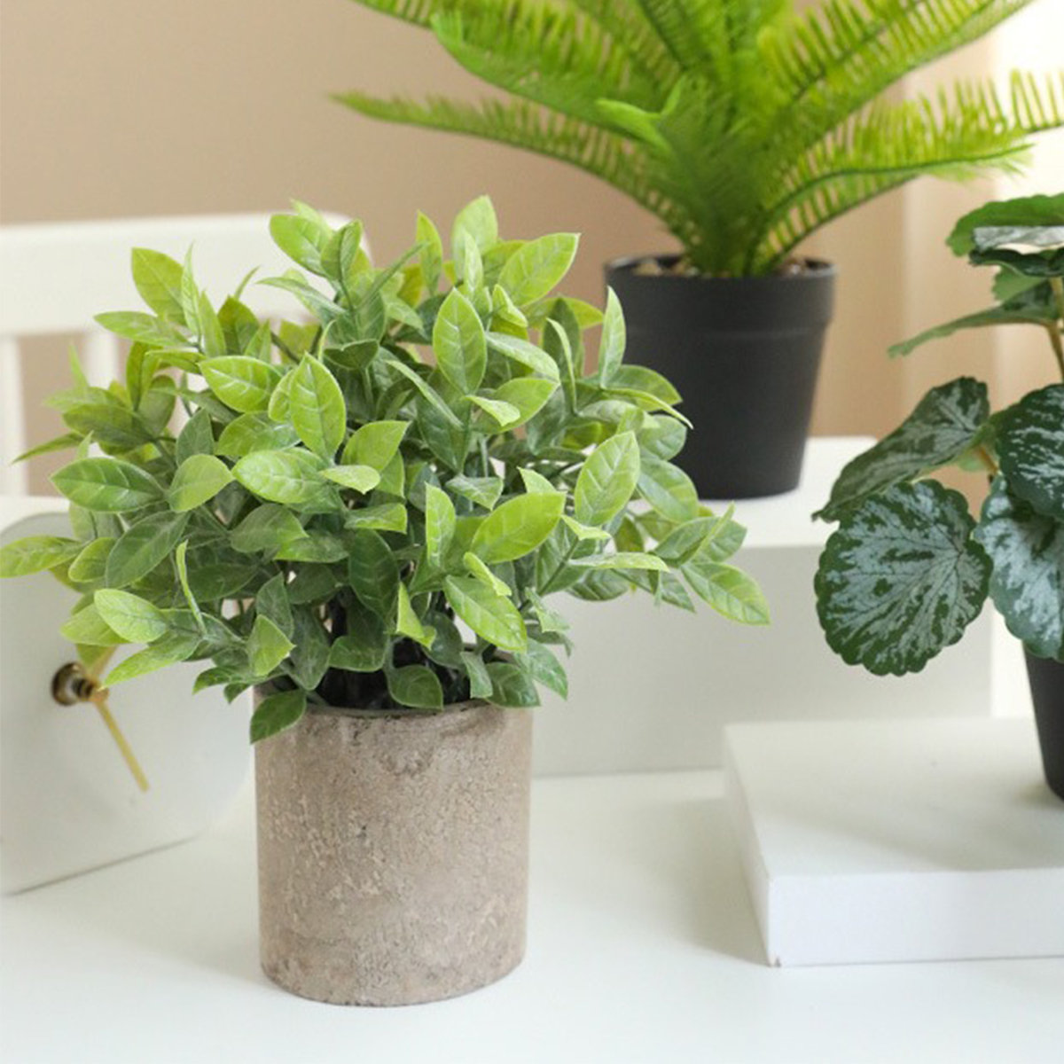 Primrue Faux Plants Indoor Artificial Potted Plants, Green Plant Small ...