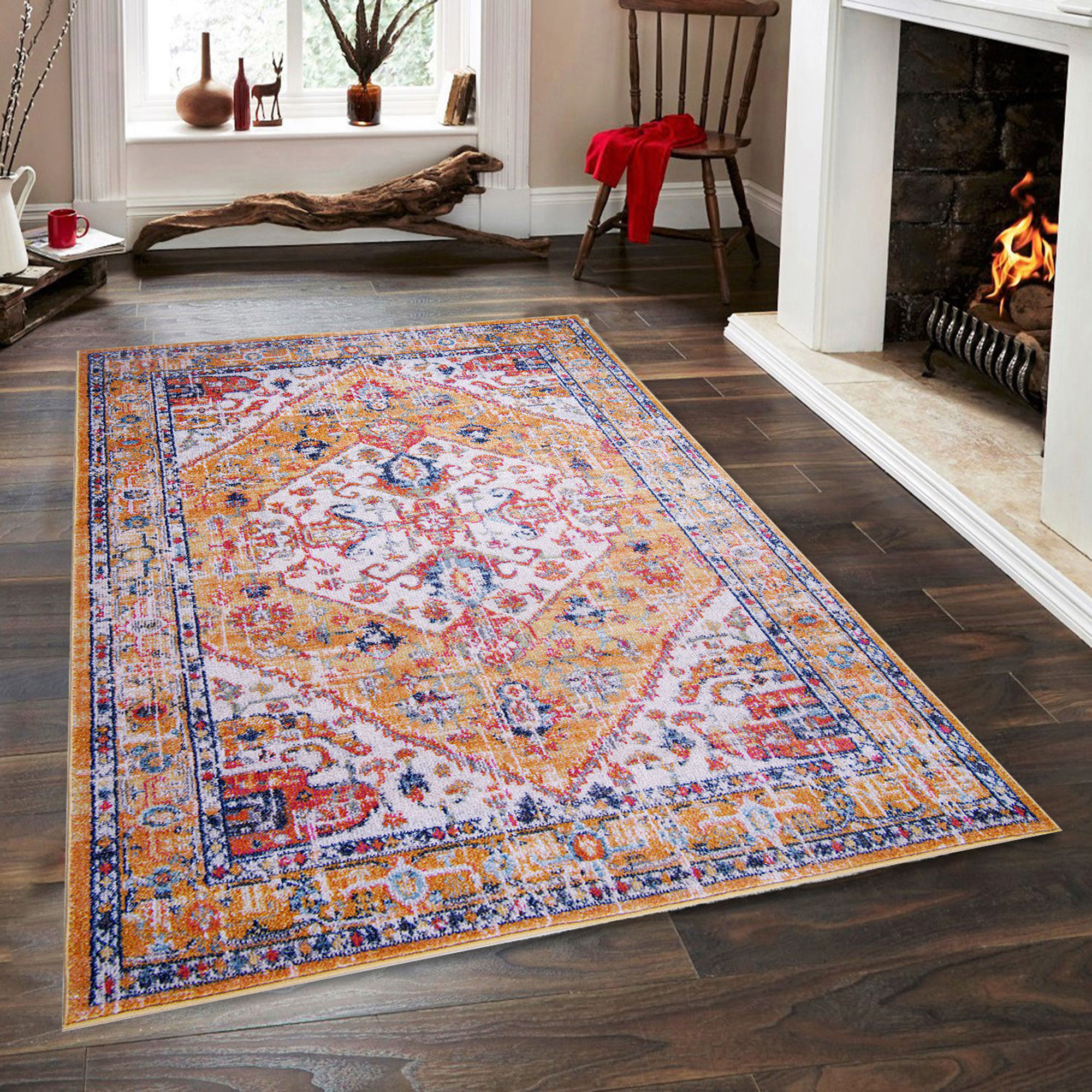 Latitude Vive Adin Machine Woven Yellow/Pink/Blue Rug | Wayfair.co.uk