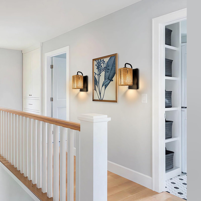 COAHAHA Woven Rattan Wall Sconce, Eco-Friendly Hemp Rope Fixture, Ideal ...