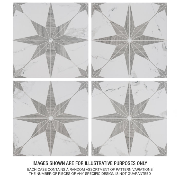 Merola Tile Llama Stella Loire 10" x 10" Porcelain Marble Look Wall ...