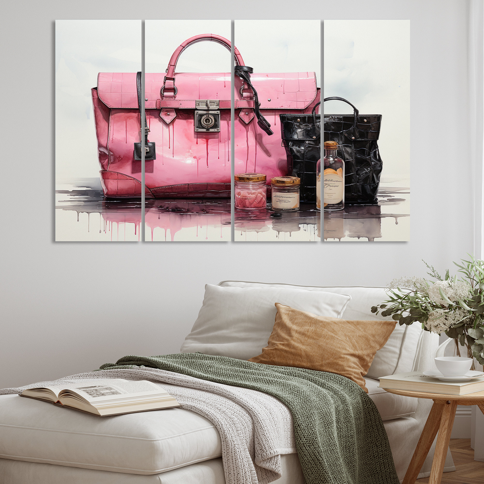 Design Art Pink Designer Bags Glamour V - Fashion Metal Wall Art Living ...