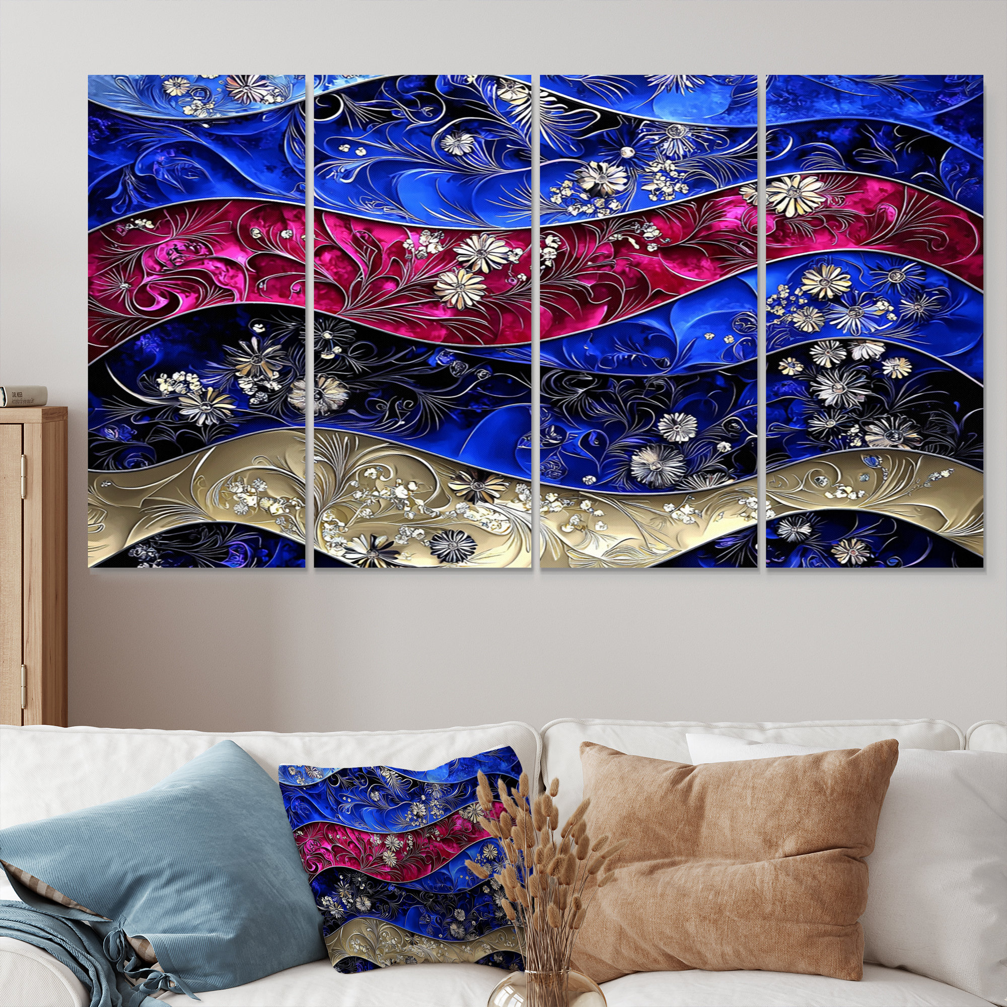 Winston Porter Purple And Blue Fractal Modern Waves II - Abstract ...