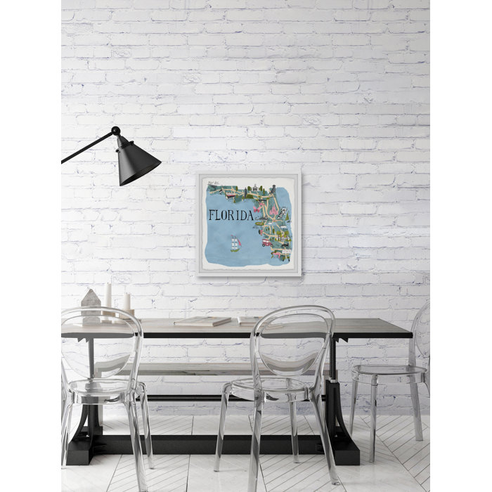 Trinx 'Illustrated Map Of Florida' Picture Frame Print on Paper ...
