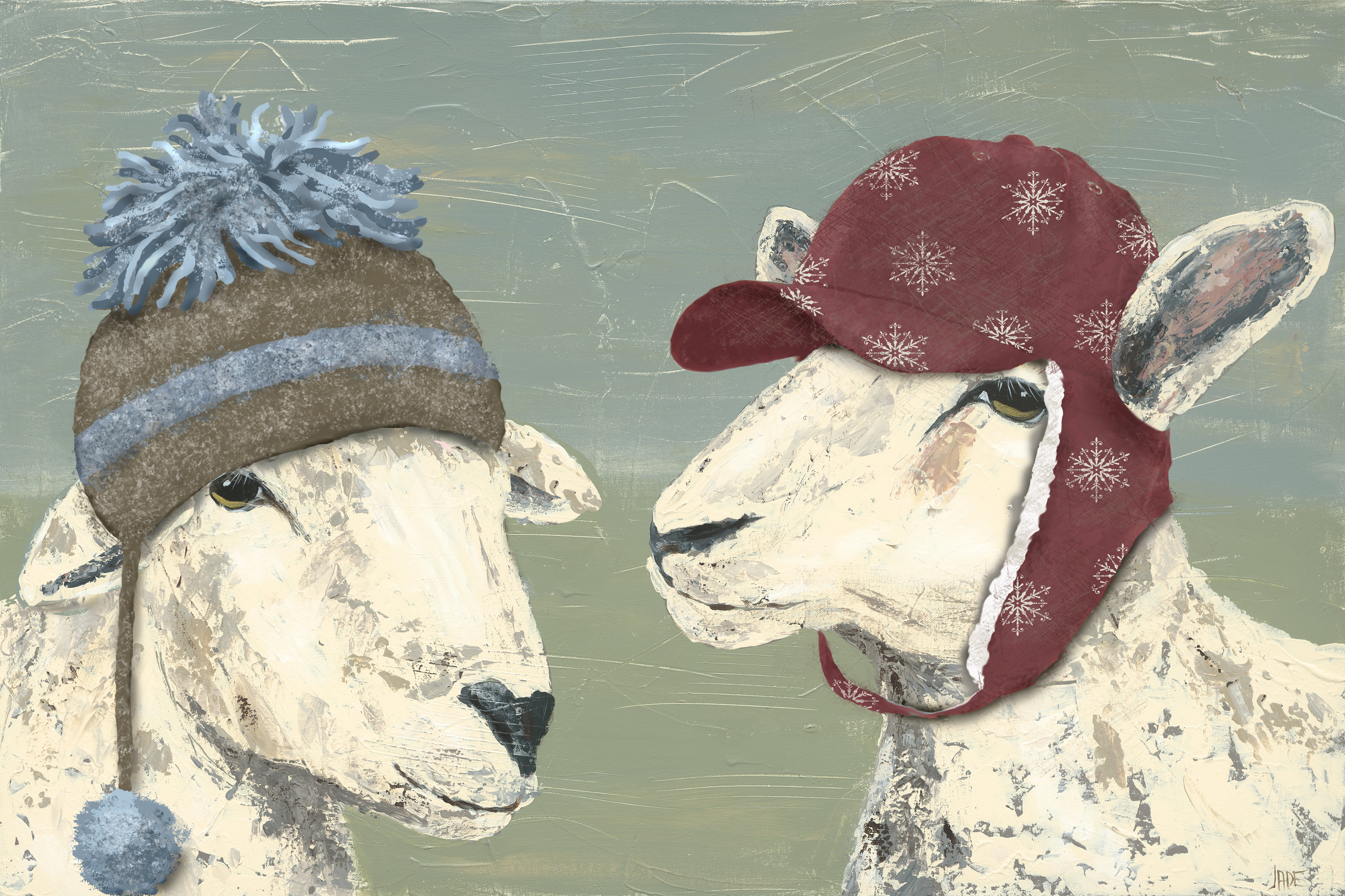 The Holiday Aisle® Jahrell Sheep Xmas II On Canvas by Jade Reynolds ...