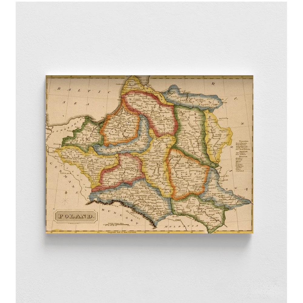 WeFrameArt Poland 1817 By Vintage Maps, Vintage Polish Map, Framed ...