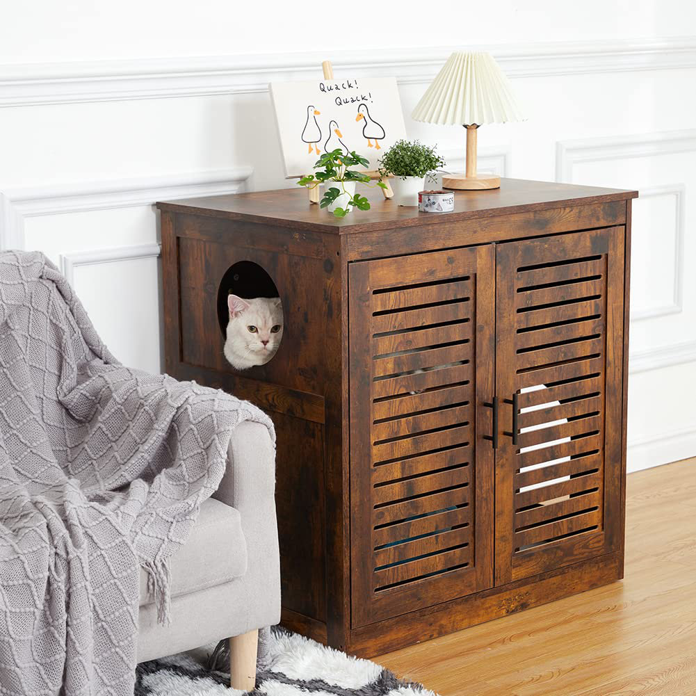 Tucker Murphy Pet™ Cat Litter Box Enclosure,double Layer Cat Villa ...