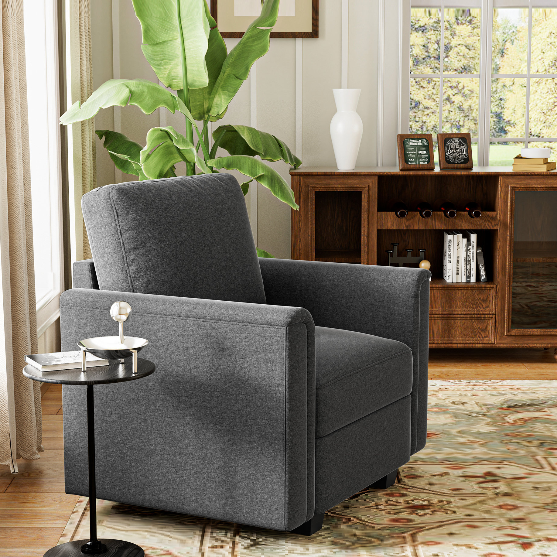 Latitude Run® Modern Single With Rolled Arms, Memory Foam Filler, High ...