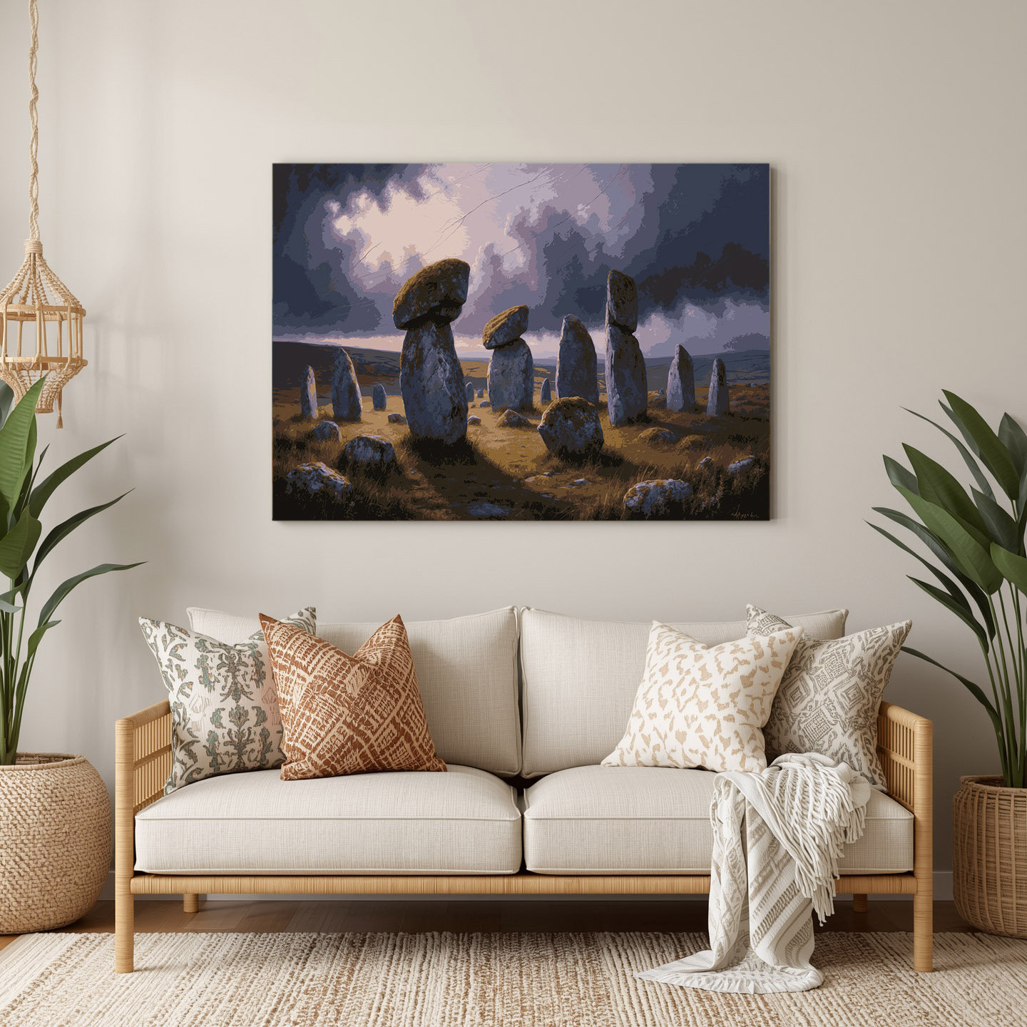 Orren Ellis SciFi Ancient stone circle ruins Grey Metal Wall Art ...