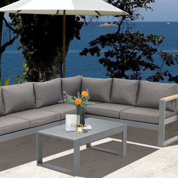 Ebern Designs Rectangular Metal Outdoor Coffee Table | Wayfair