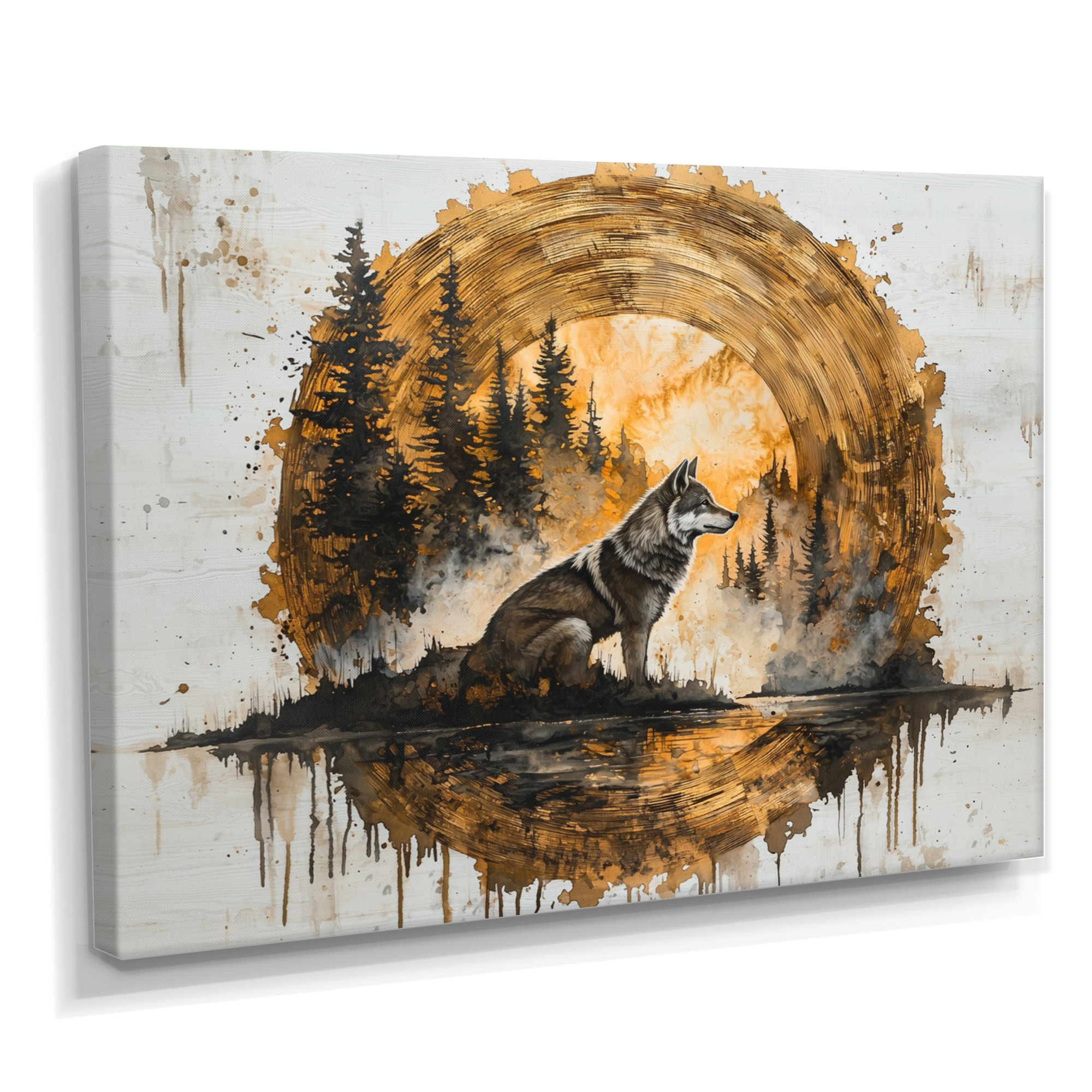 Millwood Pines Geocomo Winter Wolf In A Lake Of Wood Slide I - Wolf ...