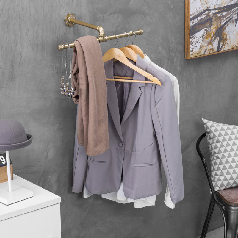 House of Hampton® Julena Gold Tone Pipe Wall Coat Hanging Rack ...