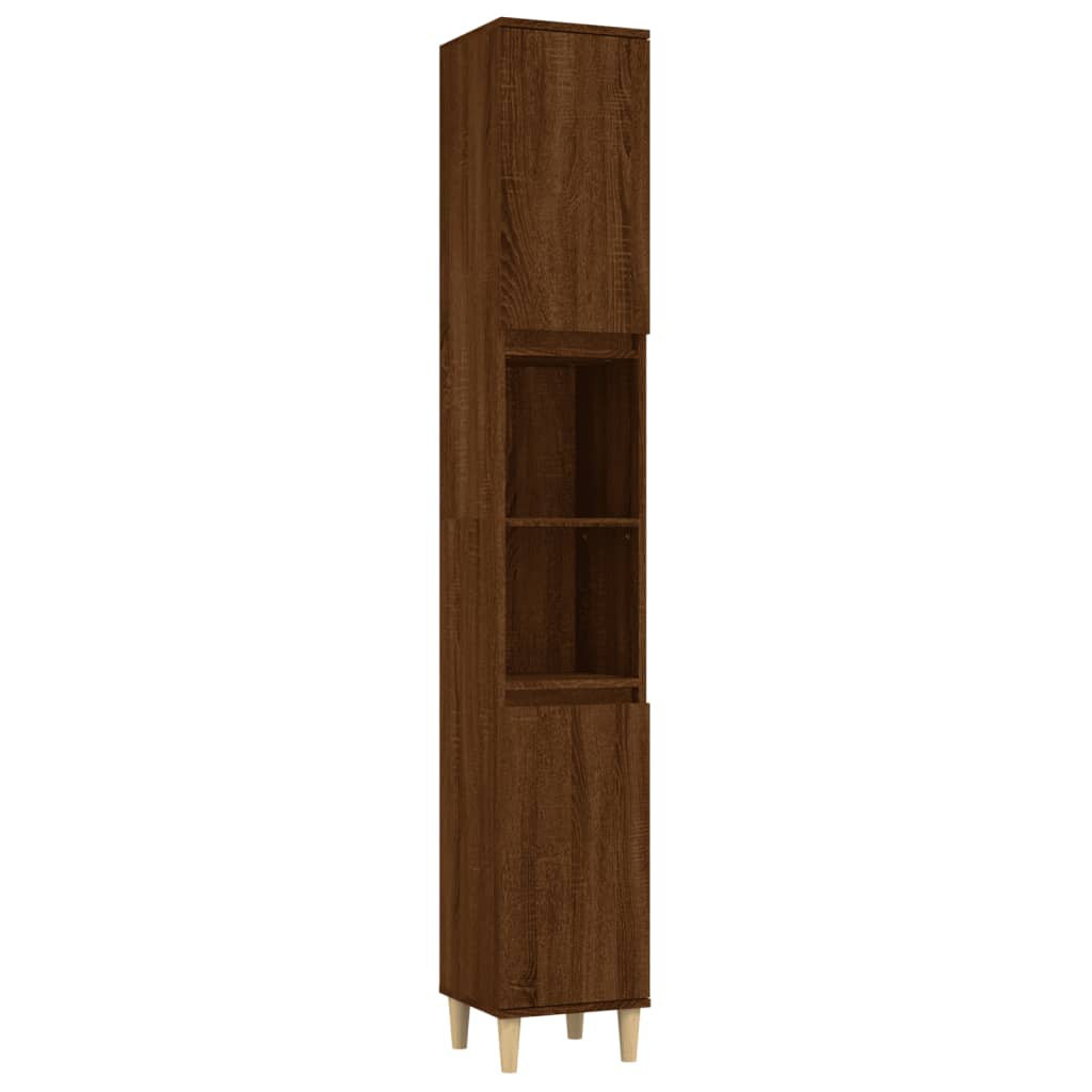 vidaXL Bathroom Cabinet Brown oak Engineered wood, solid eucalyptus ...