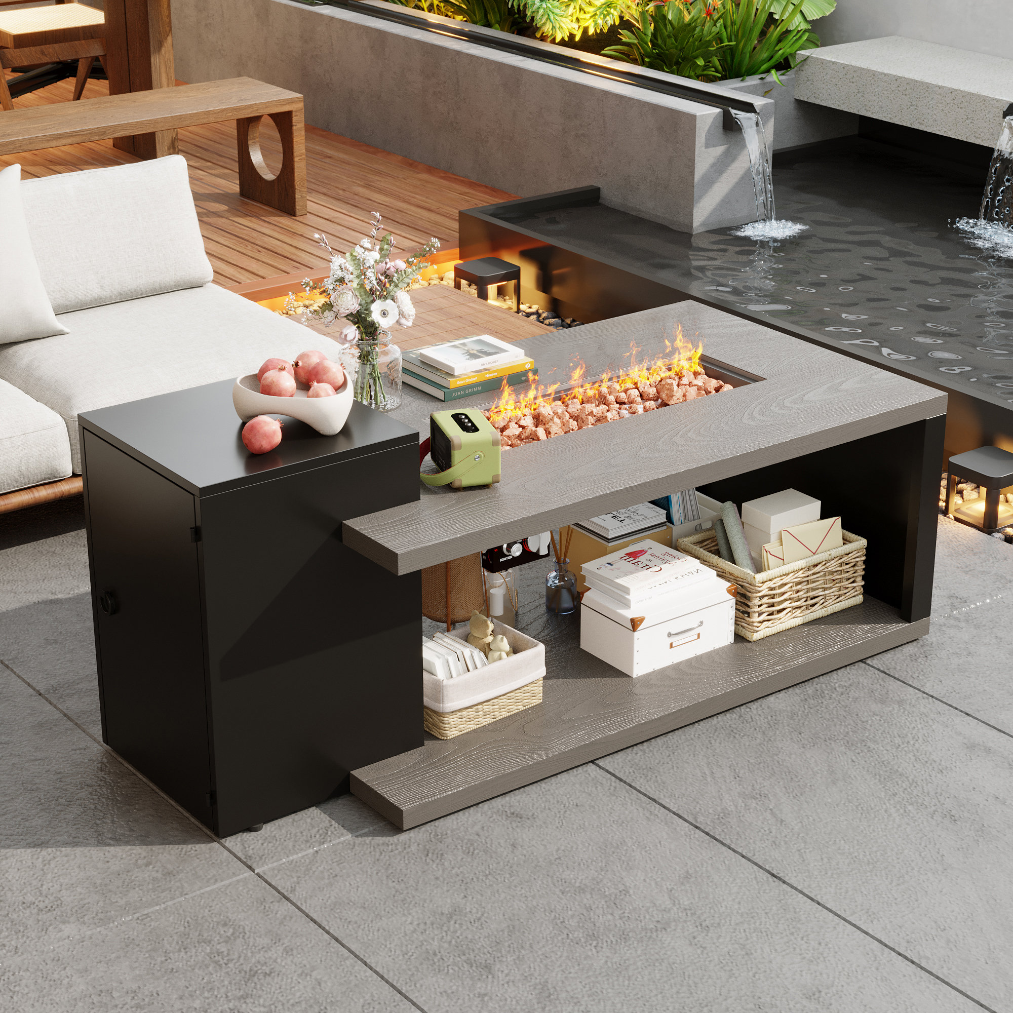 JIMBBOOM Smokeless & 50,000 BTU Propane Gas Fire Pit Table With ...