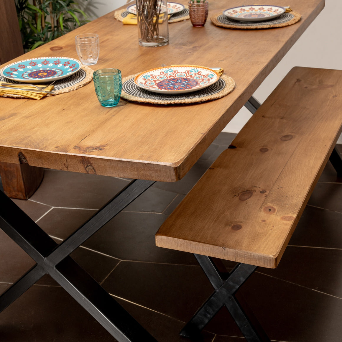 Ebern Designs Rustic Ronalda Dining Table with Slim X Legs | Wayfair.co.uk