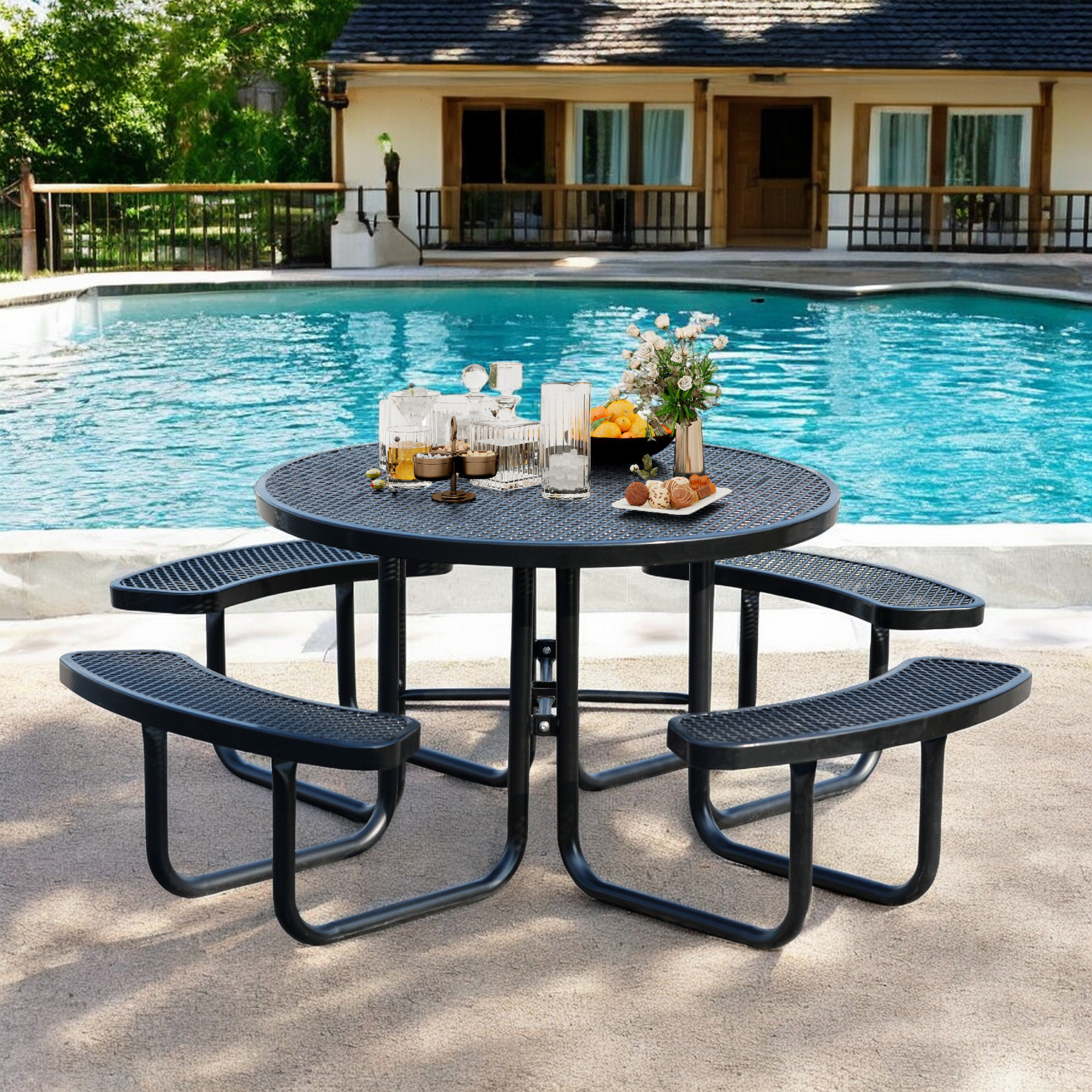 Arlmont & Co. Outdoors 8-Person Picnic Table Benches Set , Patio Dining ...