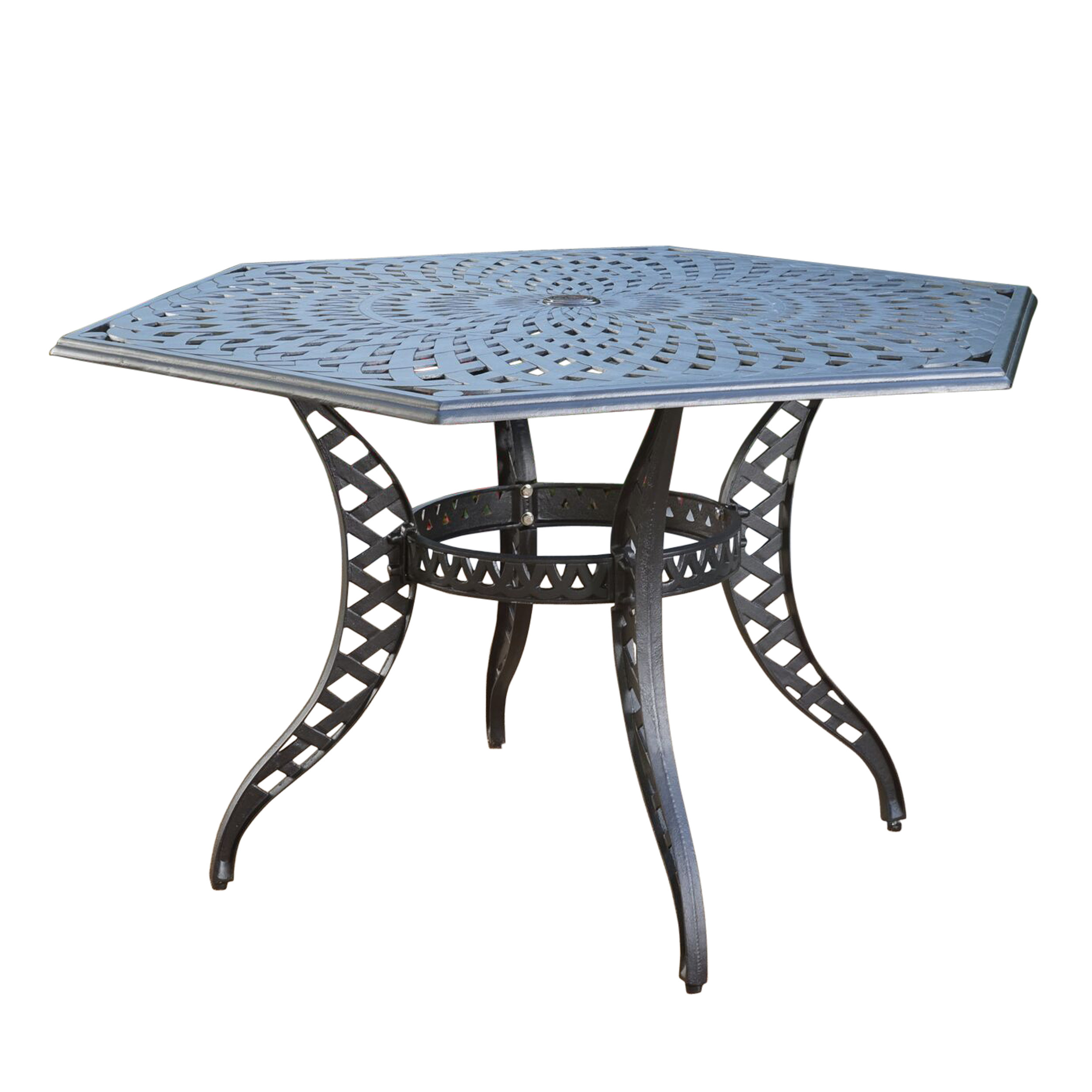 World Menagerie Hexagonal Cast Aluminum Patio Dining Table with ...