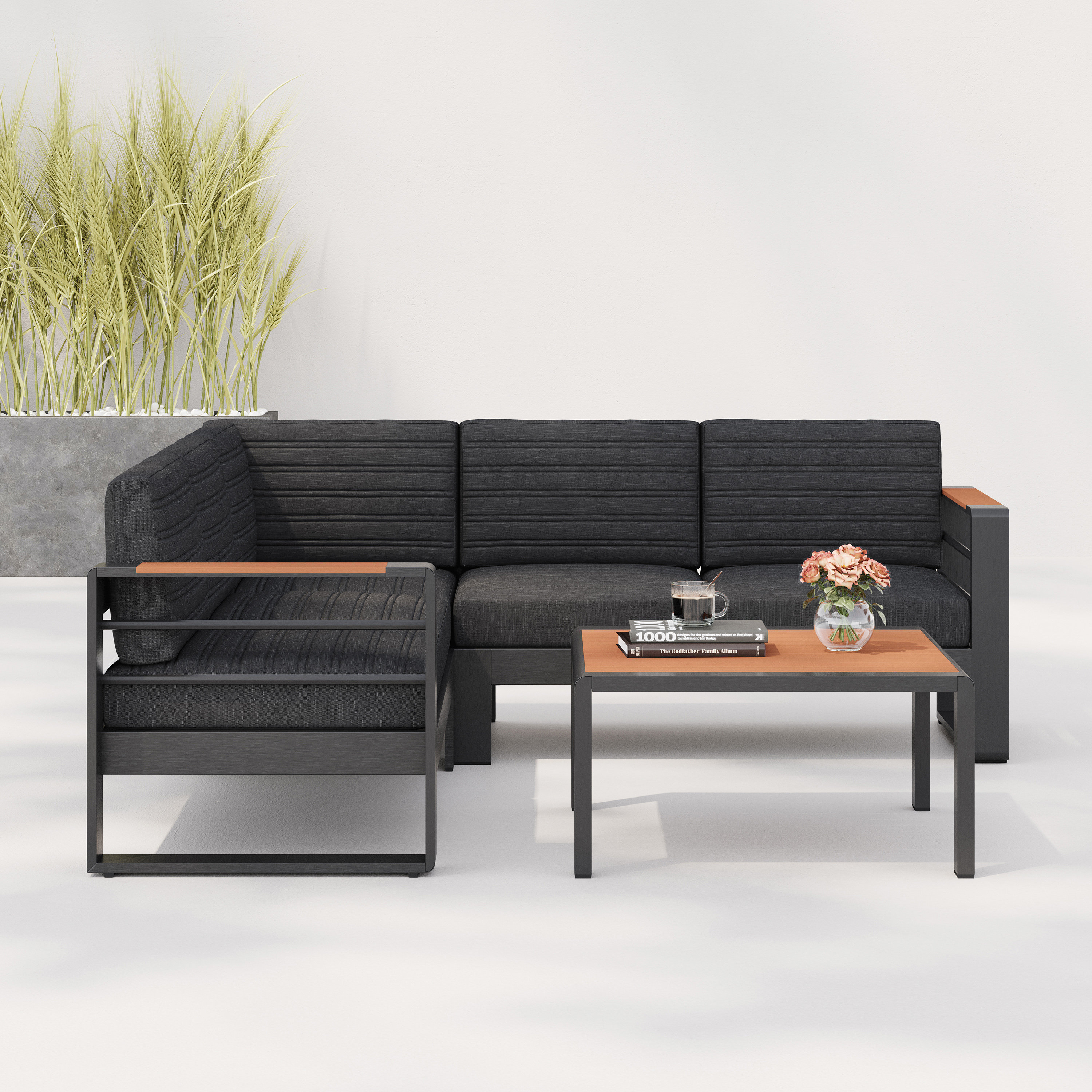 Latitude Run® Marquin Outdoor V Shape Aluminium Conversational Set with ...