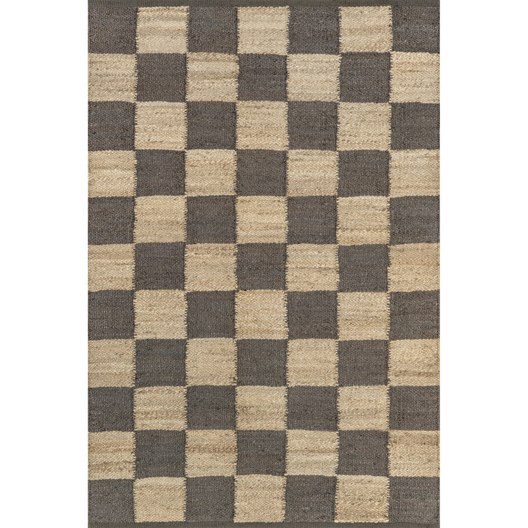 Hokku Designs Christana Plaid Jute Area Rug for Dining Room Living Room ...