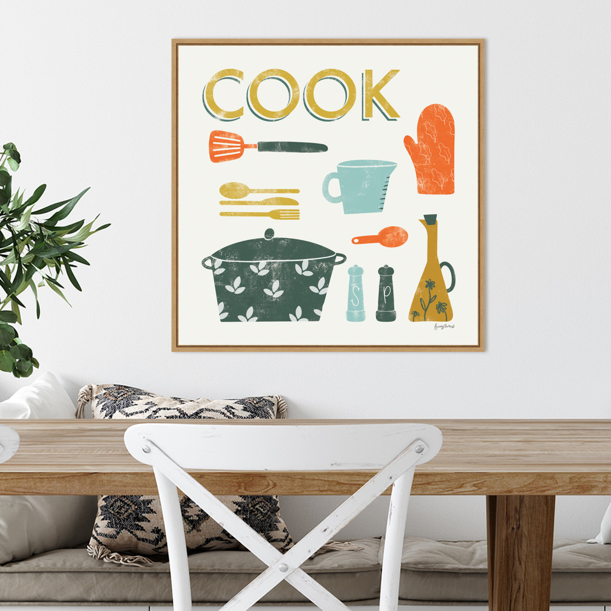 The Holiday Aisle® Retro Kitchen III Cook By Becky Thorns Framed Canvas ...