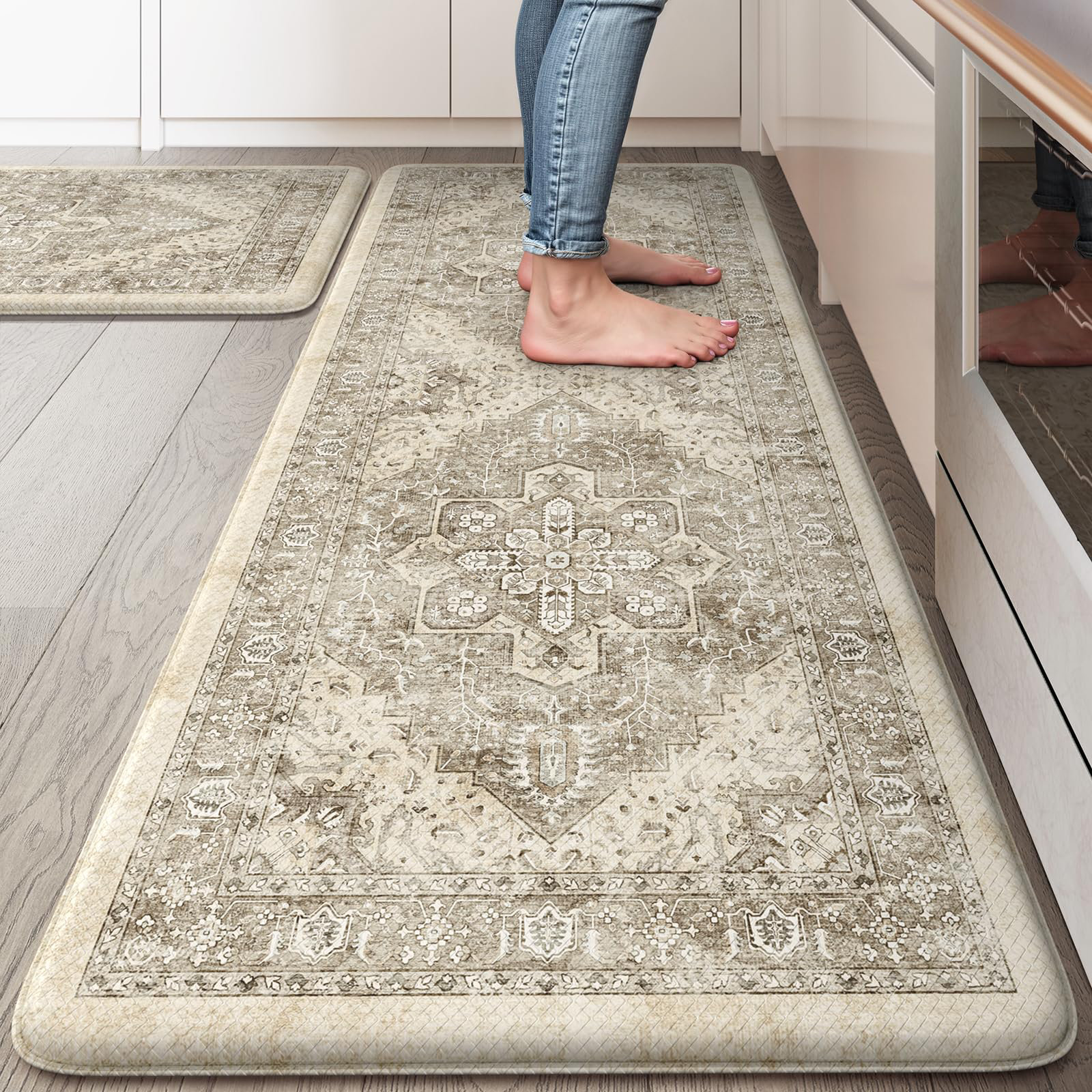 Prep & Savour Non Slip Waterproof Kitchen Floor Mats Sets of 2 | Wayfair