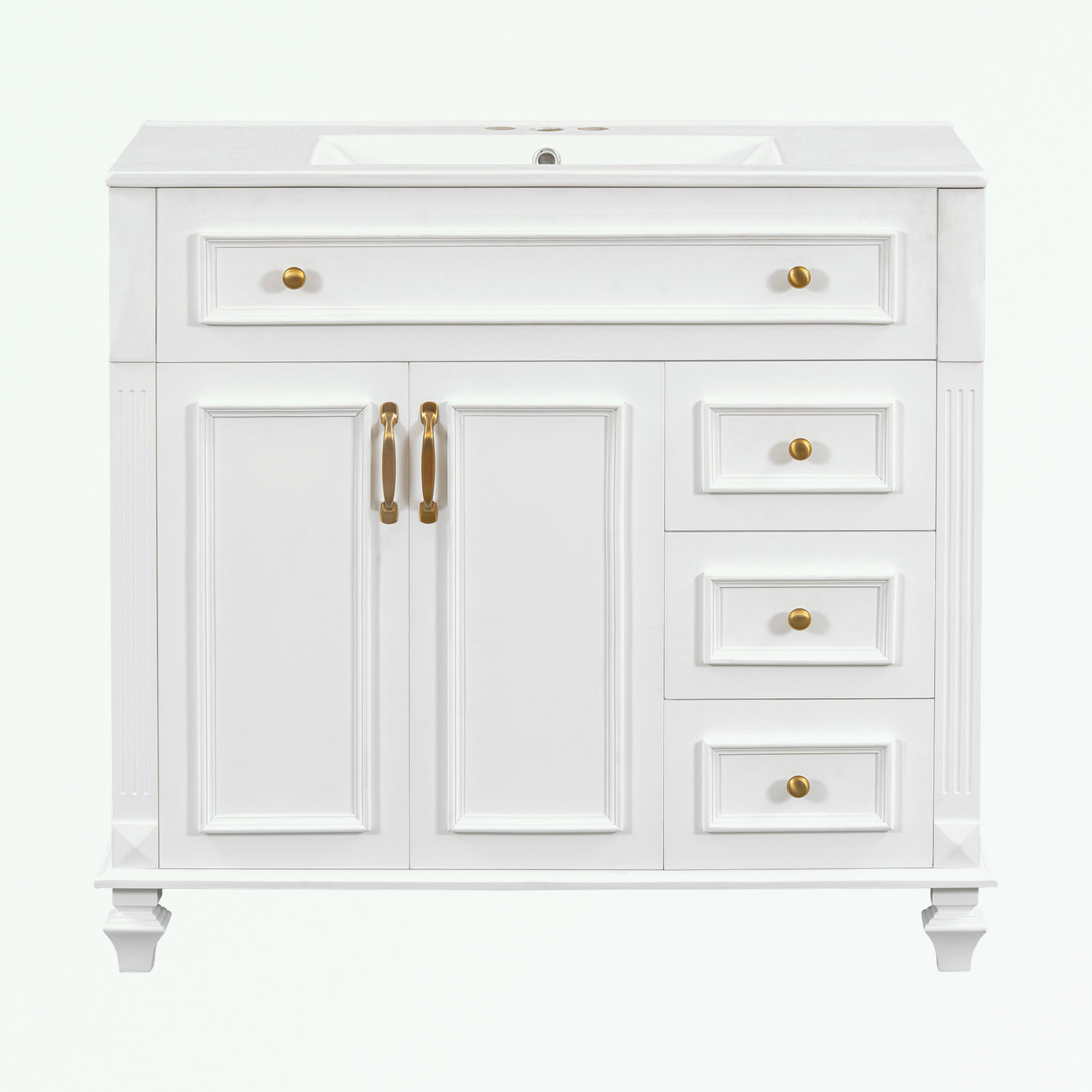 Canora Grey Bathroom Vanity with Sink, Flip-Out Drawer, 3 Drawers and ...