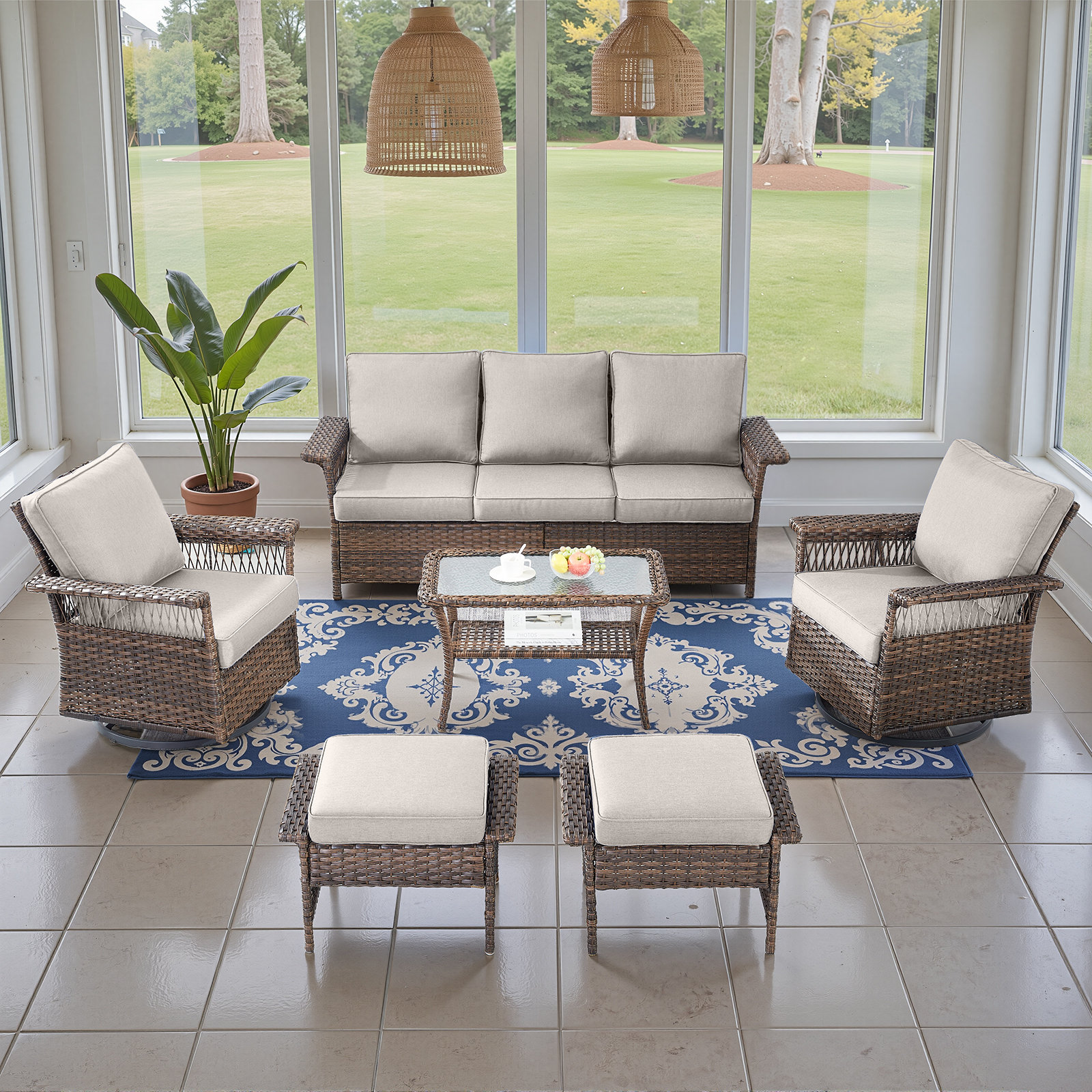 Bay Isle Home™ Anferney 6-Pieces Wicker Outdoor Patio Furniture Set ...