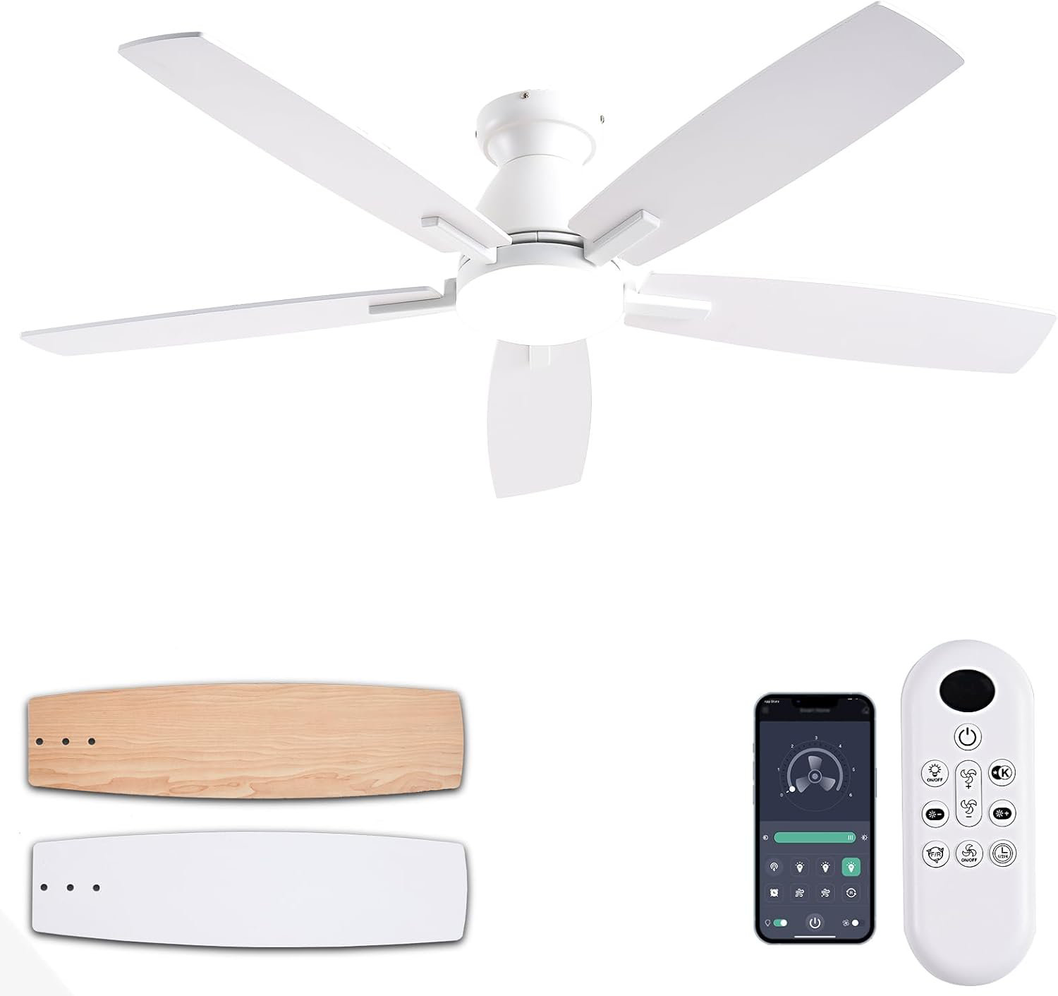 Wrought Studio™ Ceiling Fans With Lights, 52 Inch Low Profile Ceiling ...