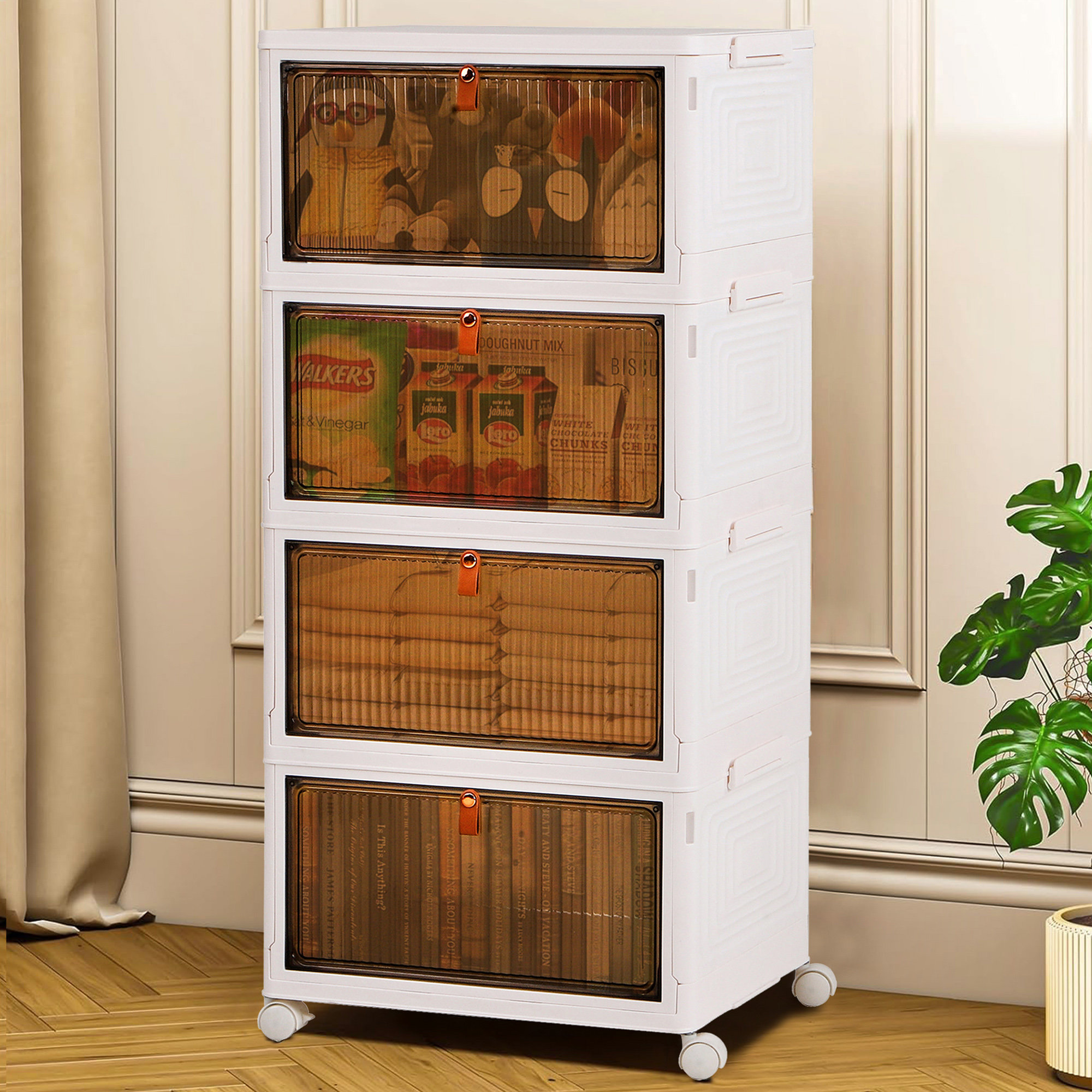 Rebrilliant Canas Plastic Foldable Stackable Storage Bin Double Door ...