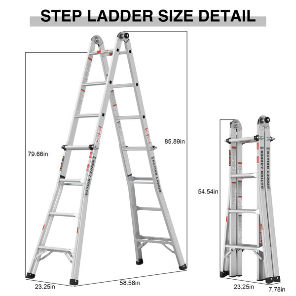 WFX Utility™ Dowding 4 - Step Aluminum Folding Multi-Position Ladder ...