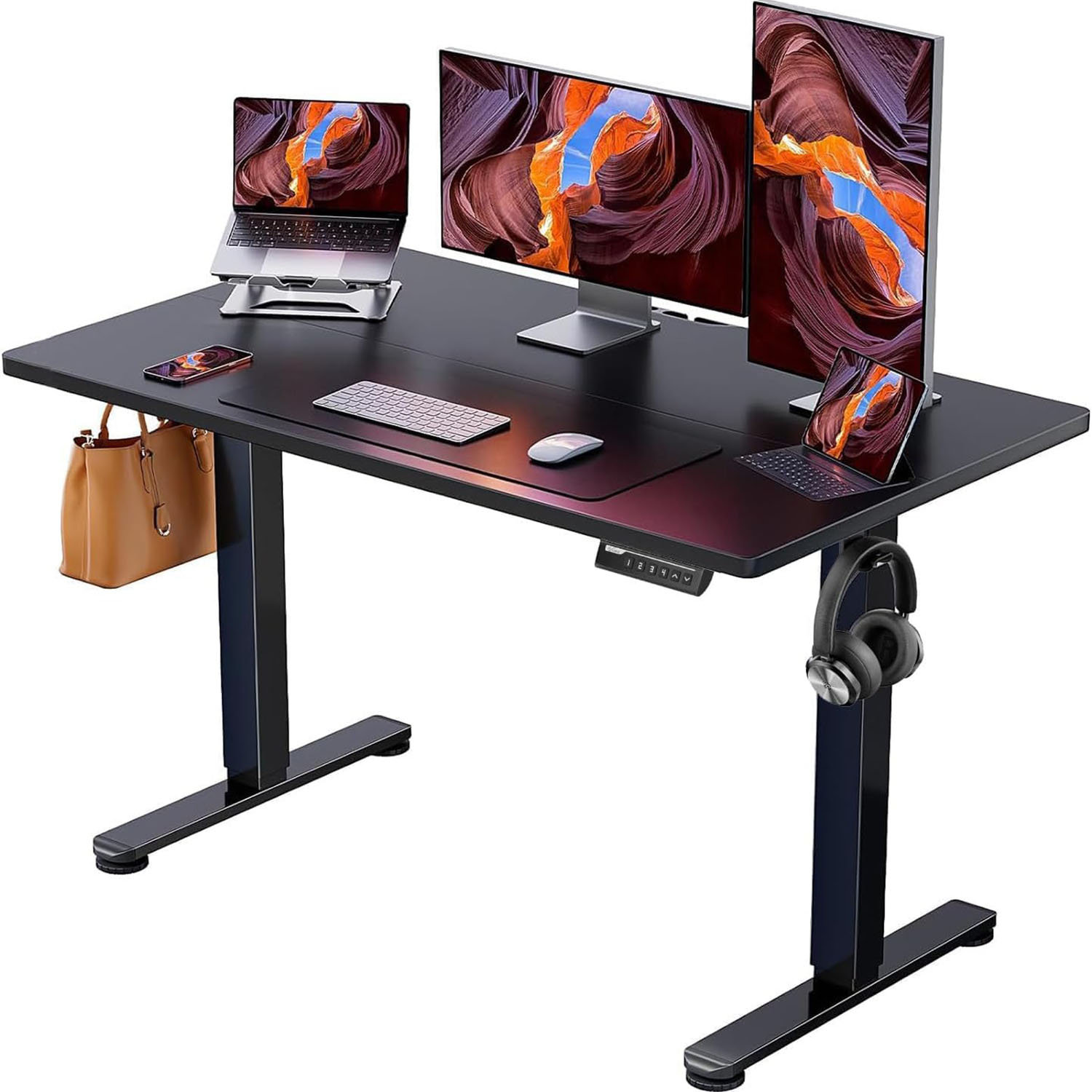 Inbox Zero Height Adjustable Electric Standing Desk, 40 X 24 Inches Sit ...